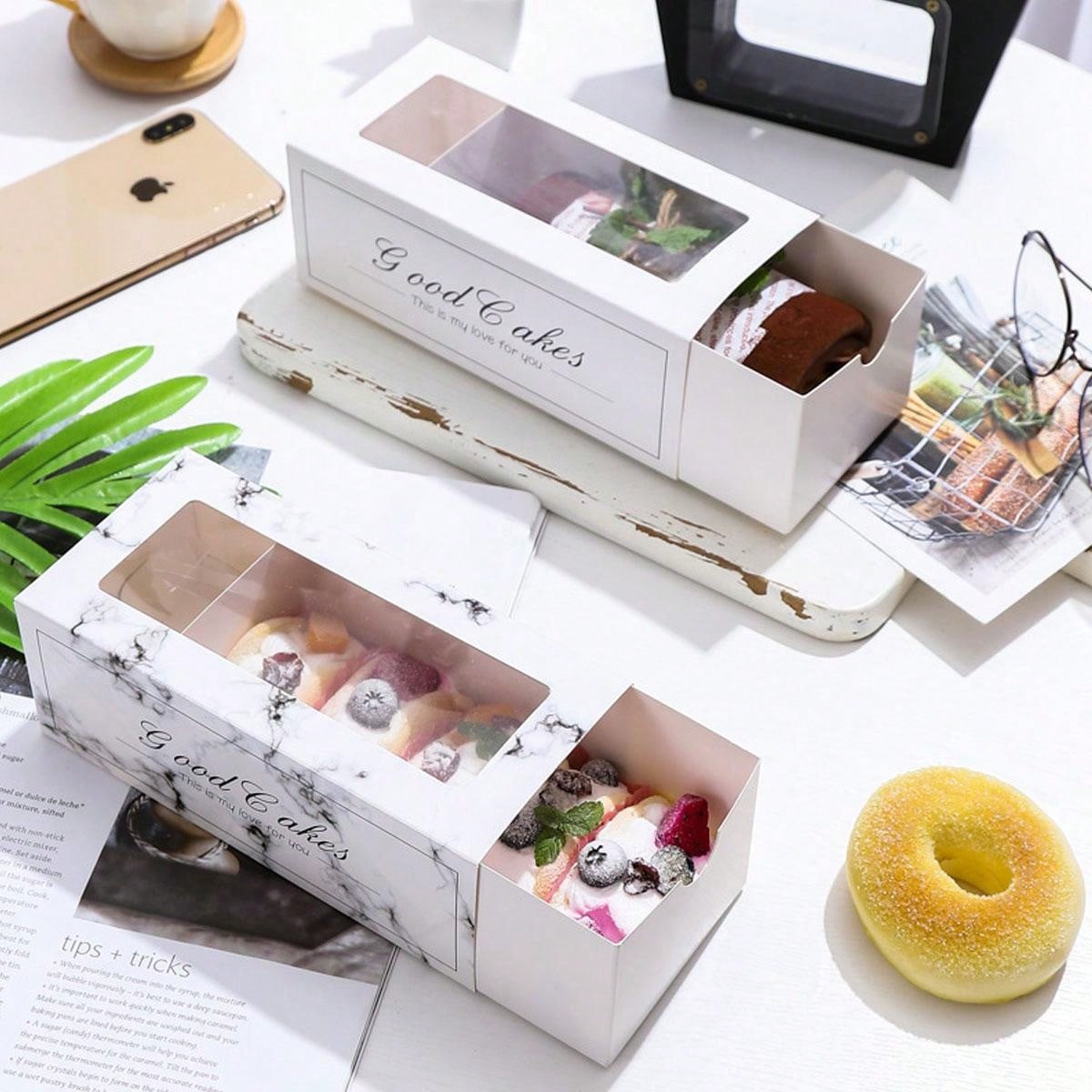 5 Cake Packaging Boxes With Transparent Window, Dessert Mousse Sandwich ...