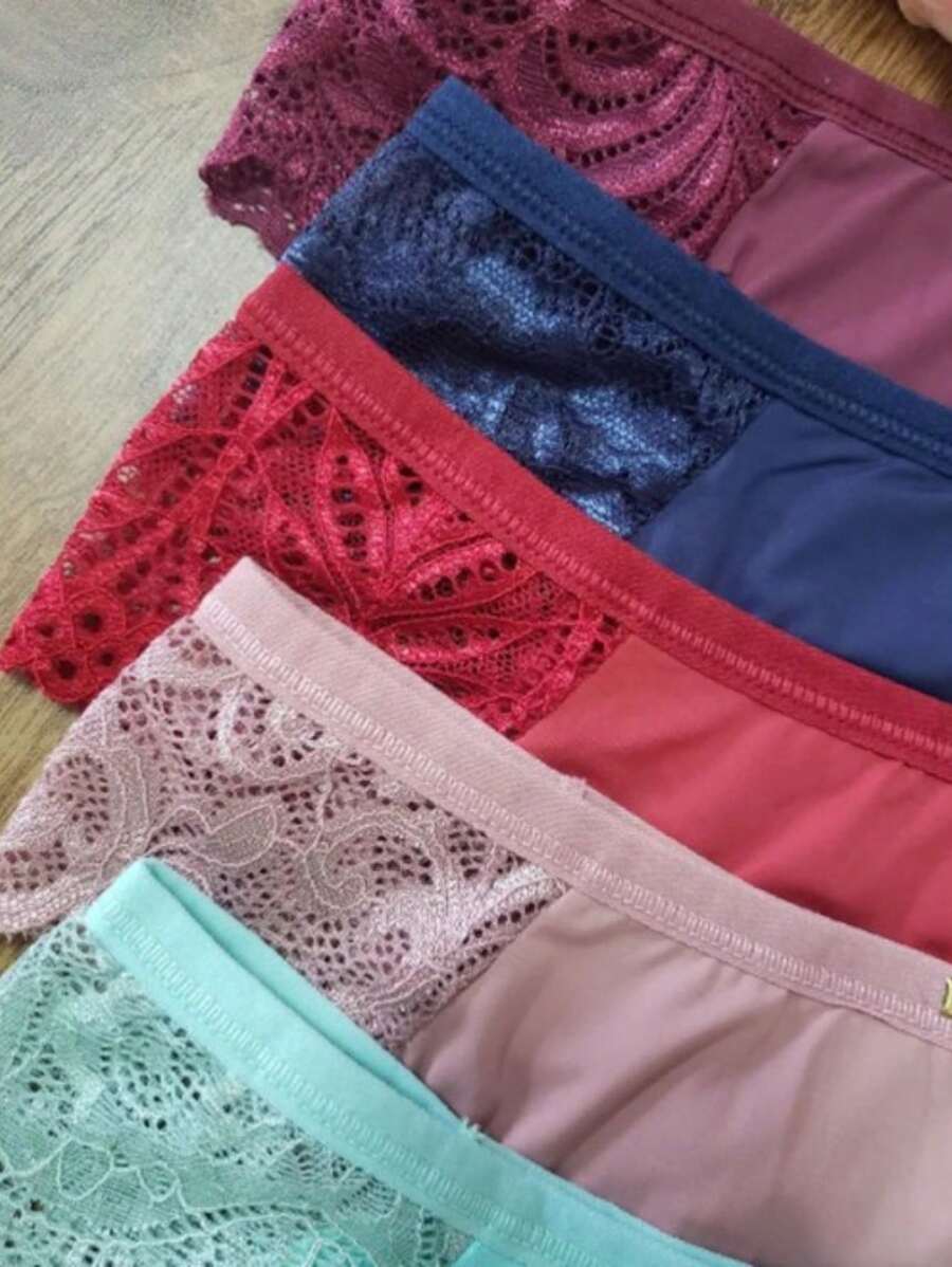 Kit 5 Calcinhas Cris Lateral De Renda Lingerie Calcinha Feminina ...