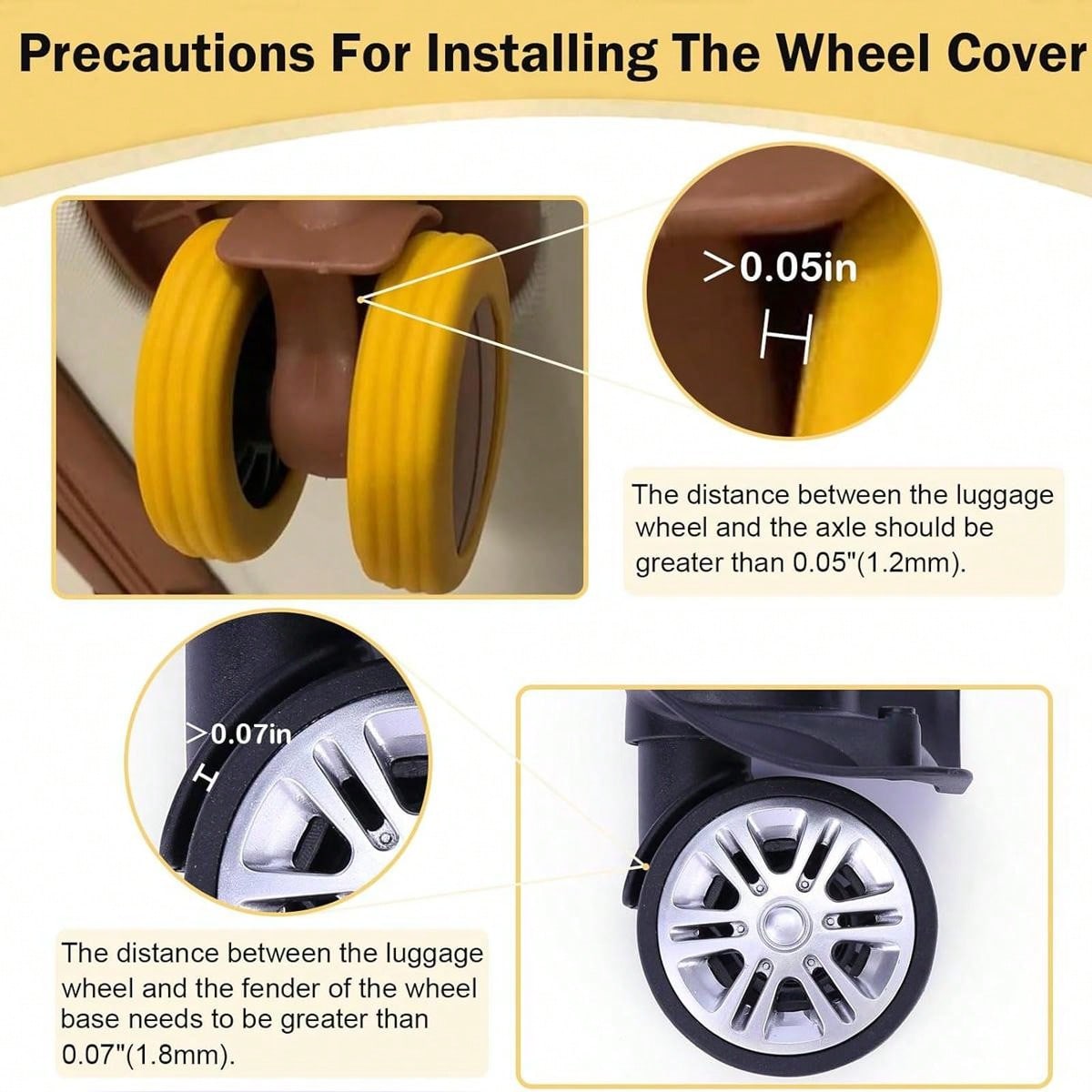 8pcs Luggage Wheels Protector Cover Silicone Trolley Case Silent Caster ...