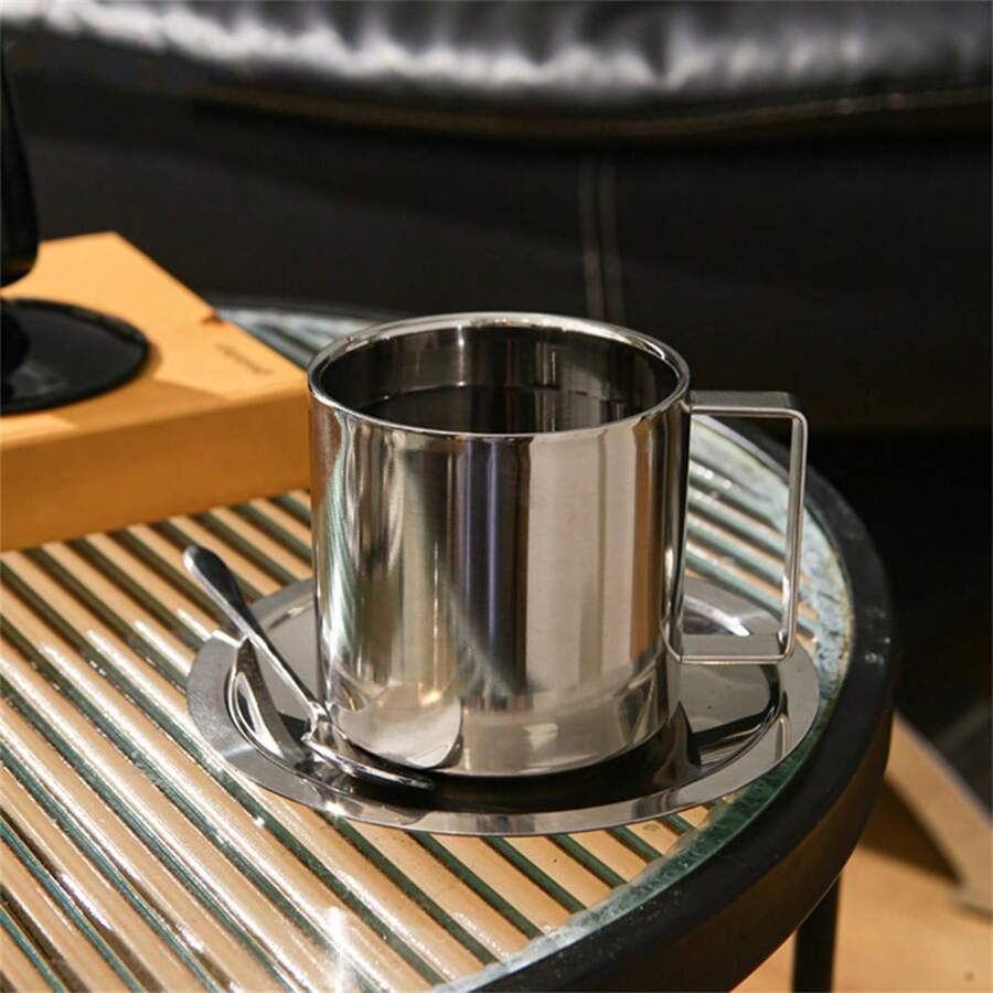 One Stainless Steel Square Coffee Cup With Handle | SHEIN USA