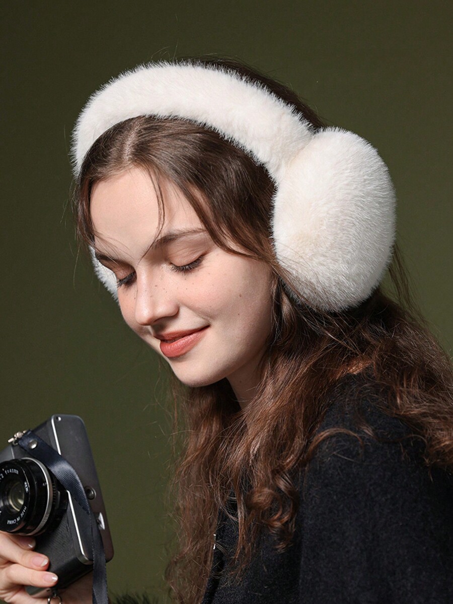 1pc Winter New Faux Rabbit Fur Ear Muffs, Warm, Foldable & Windproof ...