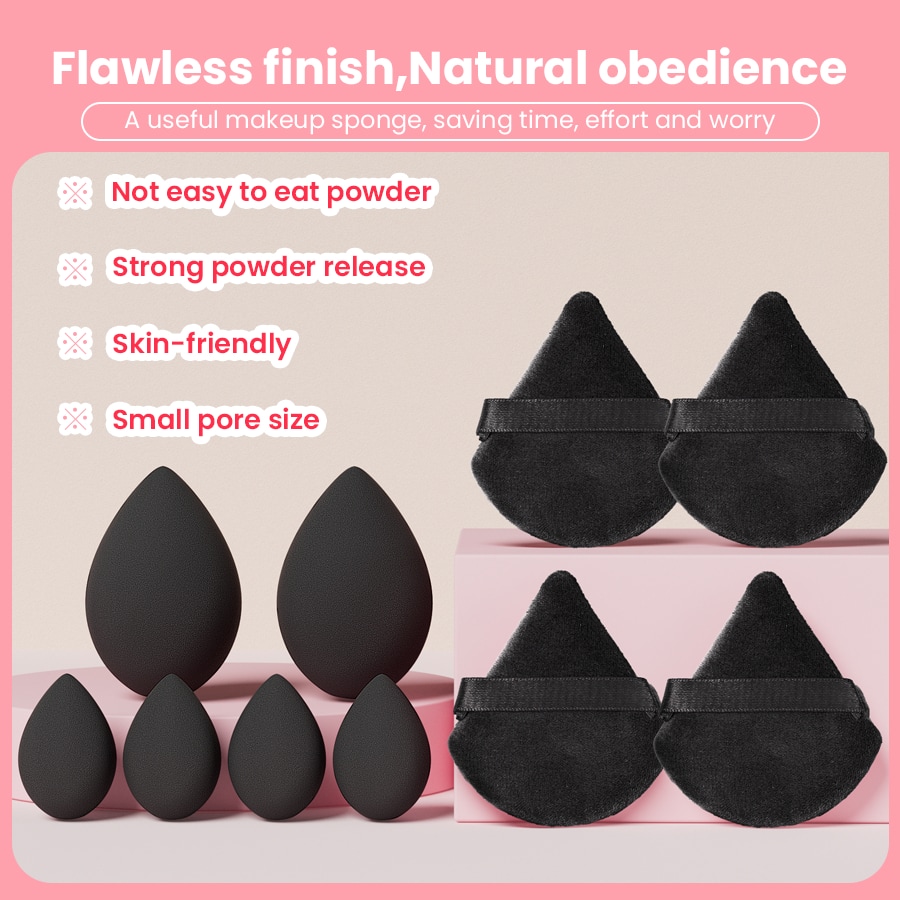 10-piece Black Makeup Puff Sponge Set | SHEIN USA