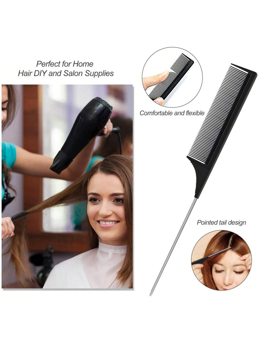 3 Pieces Hair Styling Comb Set Teasing Hair Brush Rat Tail Comb Edge ...