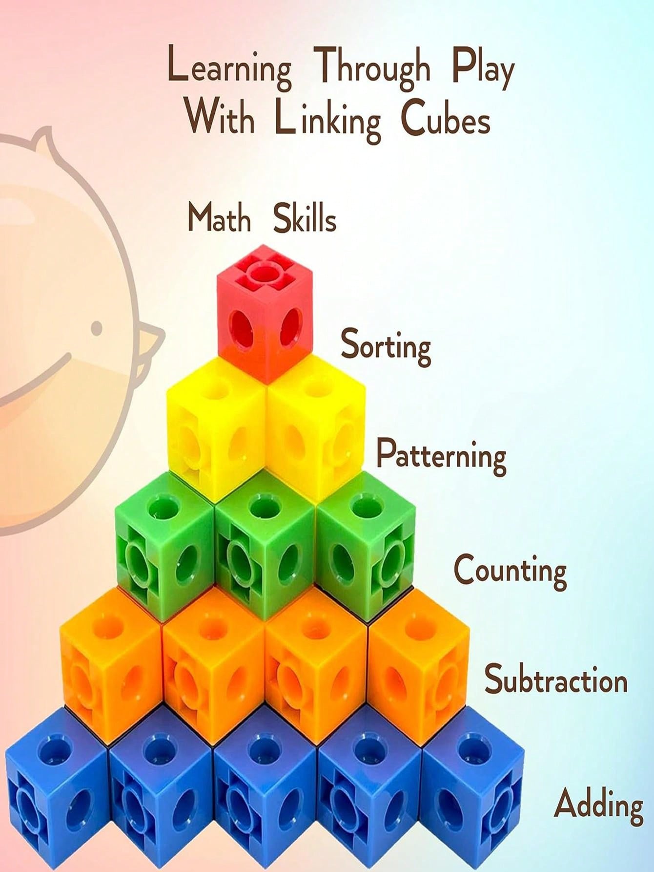 100pcs Linking Cubes Set for Counting, Sorting, Connecting Blocks Math ...