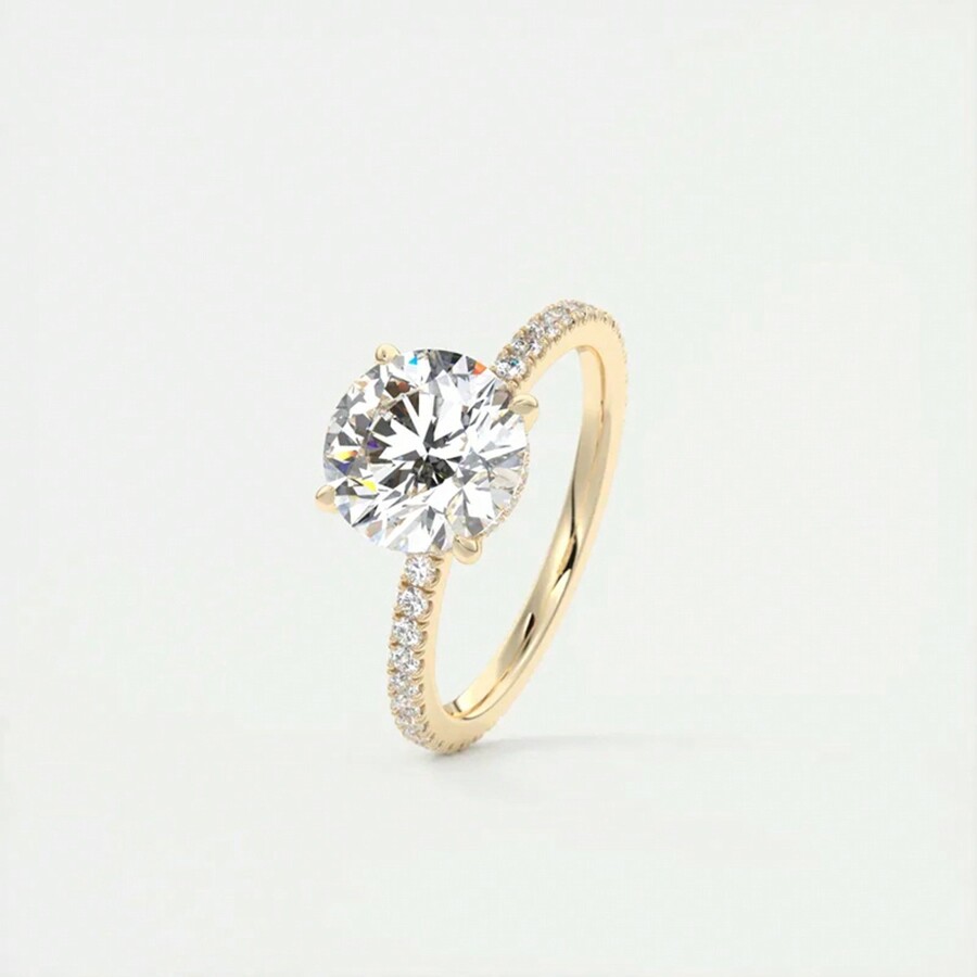 1PC Engagement Ring For Women 2ct Round Cut Moissanite Ring 925 ...