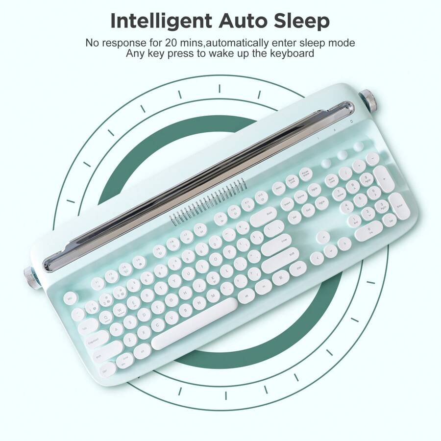 YUNZII ACTTO B503 Wireless Typewriter Keyboard, Retro BT Aesthetic ...