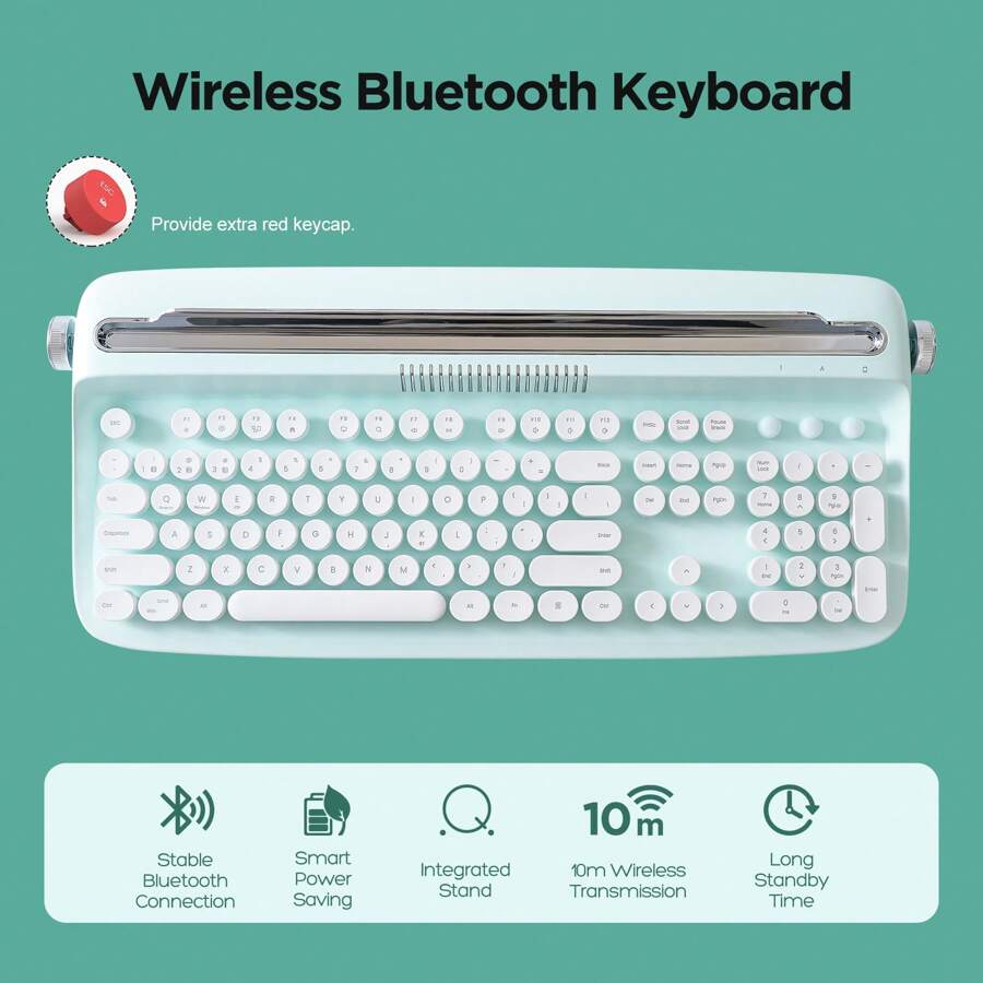 YUNZII ACTTO B503 Wireless Typewriter Keyboard, Retro BT Aesthetic ...