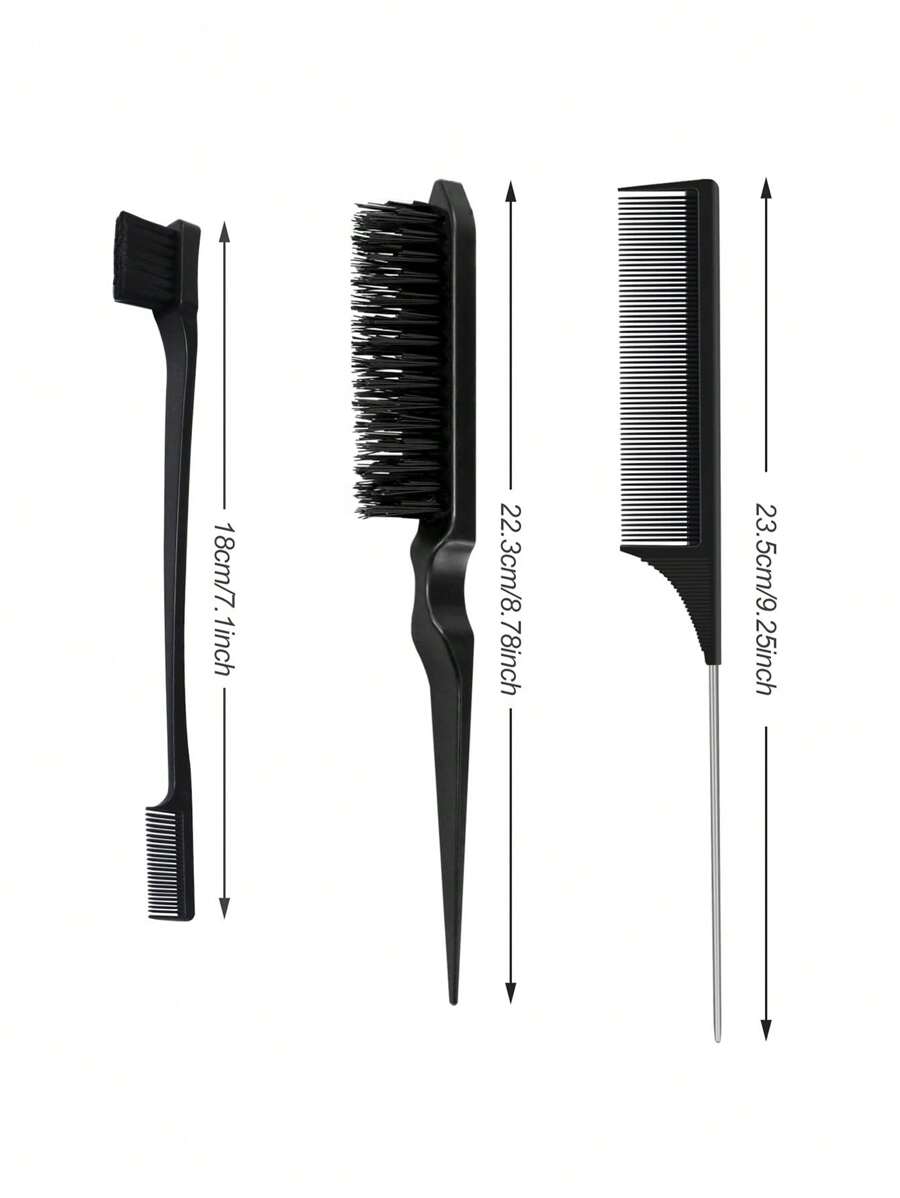 3 Pieces Hair Styling Comb Set Teasing Hair Brush Rat Tail Comb Edge ...