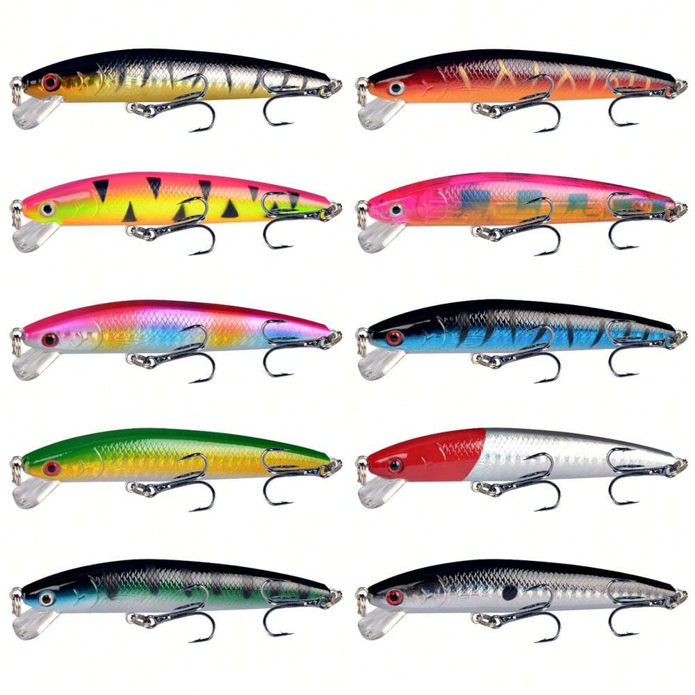 10 Colors Minnow Fishing Lure With Buoyancy Beads And Lifelike Details ...