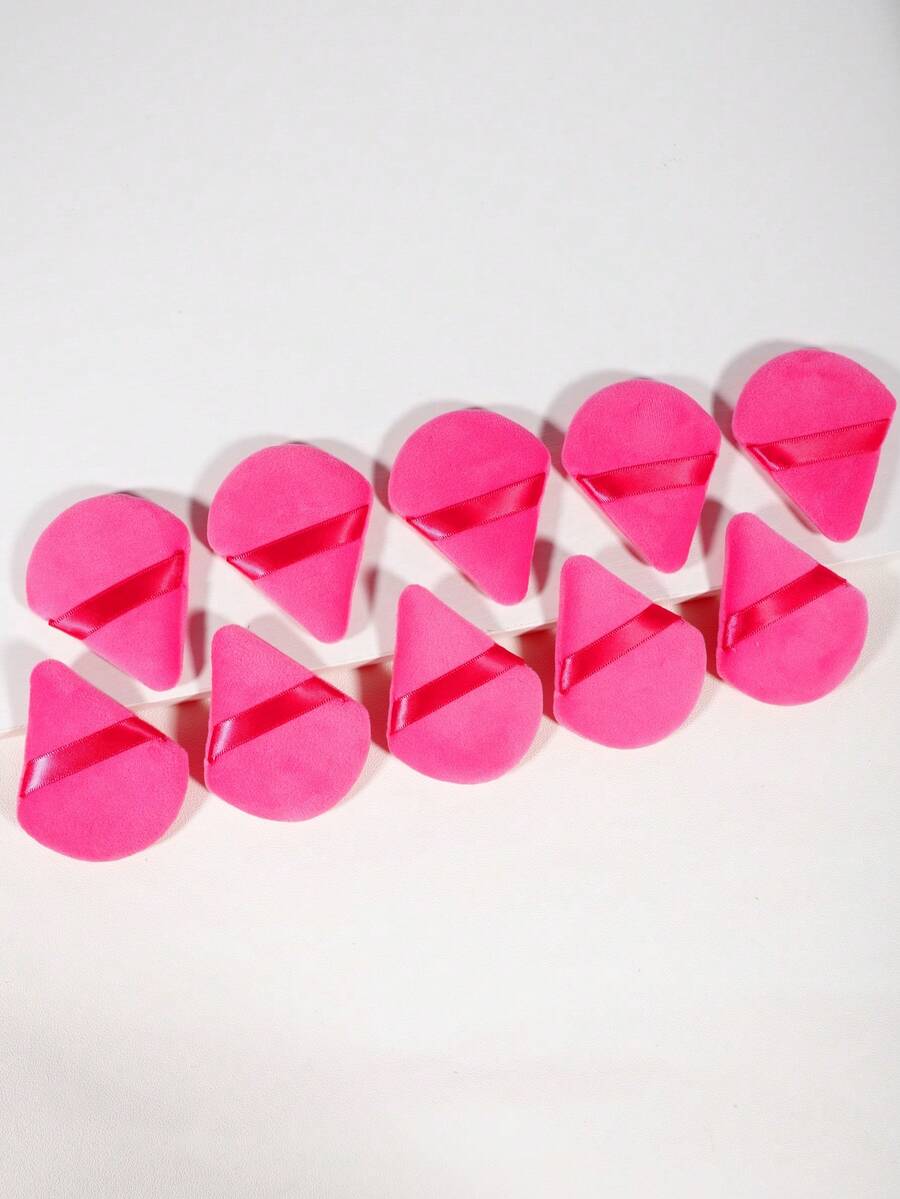 10 Flocked Triangle Puffs, Makeup Sponge, Makeup Setting Puff, Loose ...