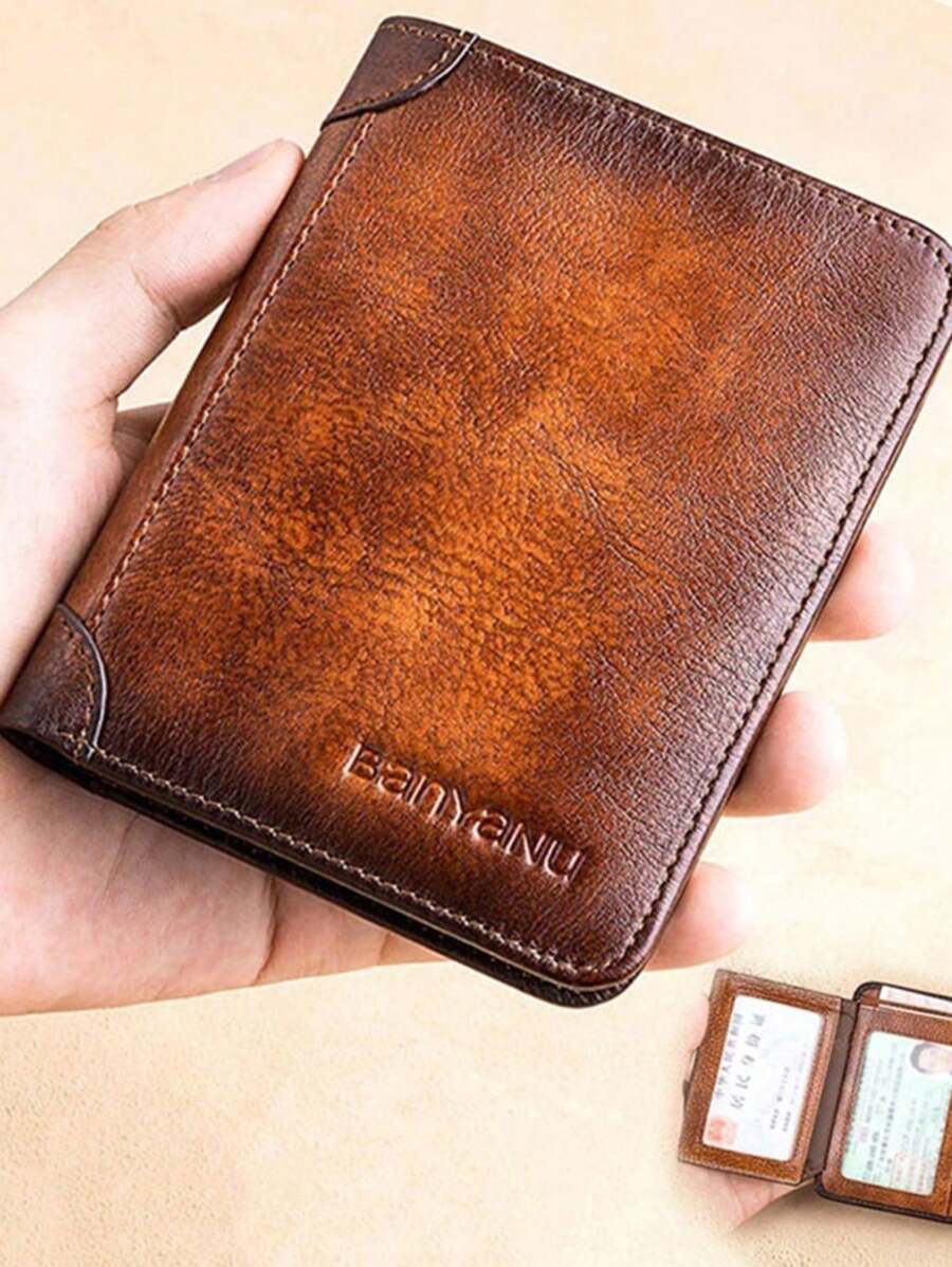 Leather Rfid Wallets Vintage Thin Short Multi Function ID Credit Card ...