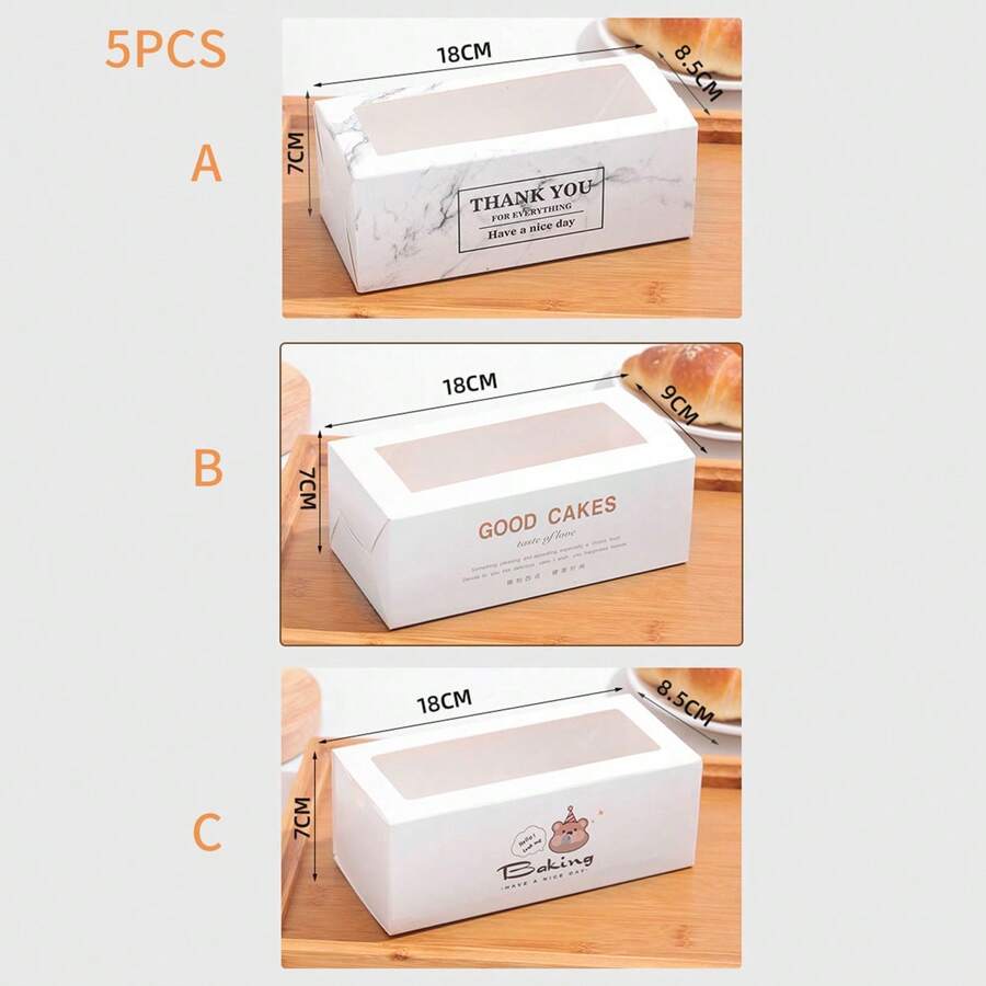 QIYINGFA 5 Cake Packaging Boxes With Transparent Window, Dessert Mousse ...