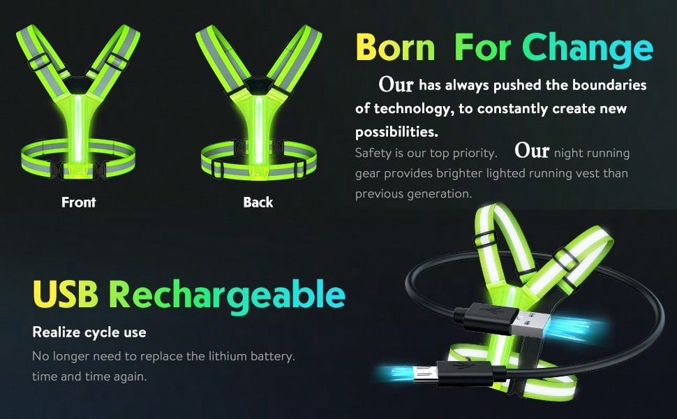 LED Light Up Running Vest Reflective Vest for Night Walking,High ...