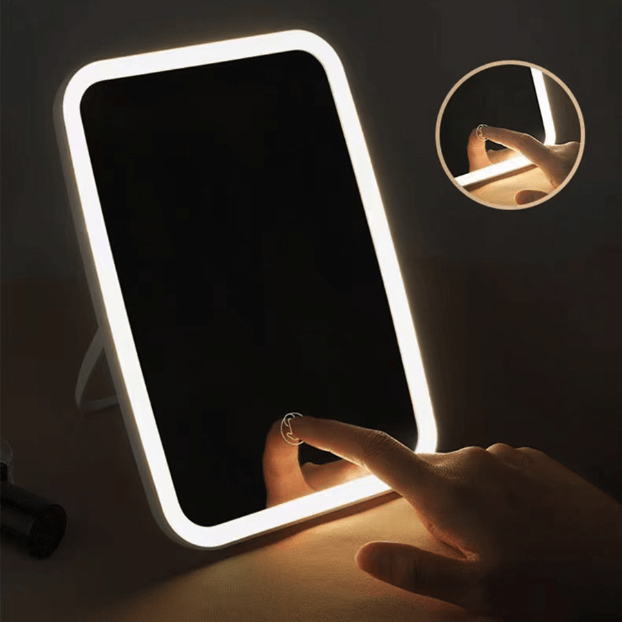 One LED Lighted Makeup Mirror With Foldable Stand, For Students And ...