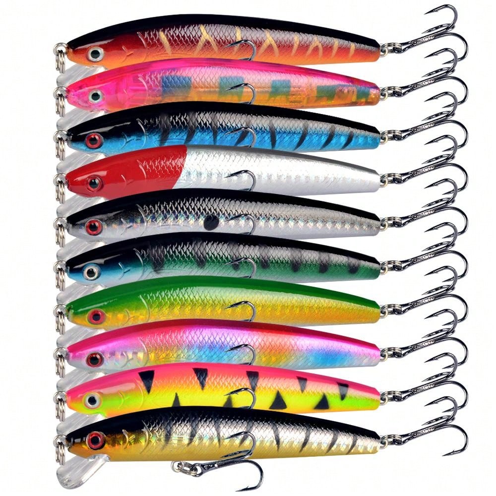 10 Colors Minnow Fishing Lure With Buoyancy Beads And Lifelike Details ...