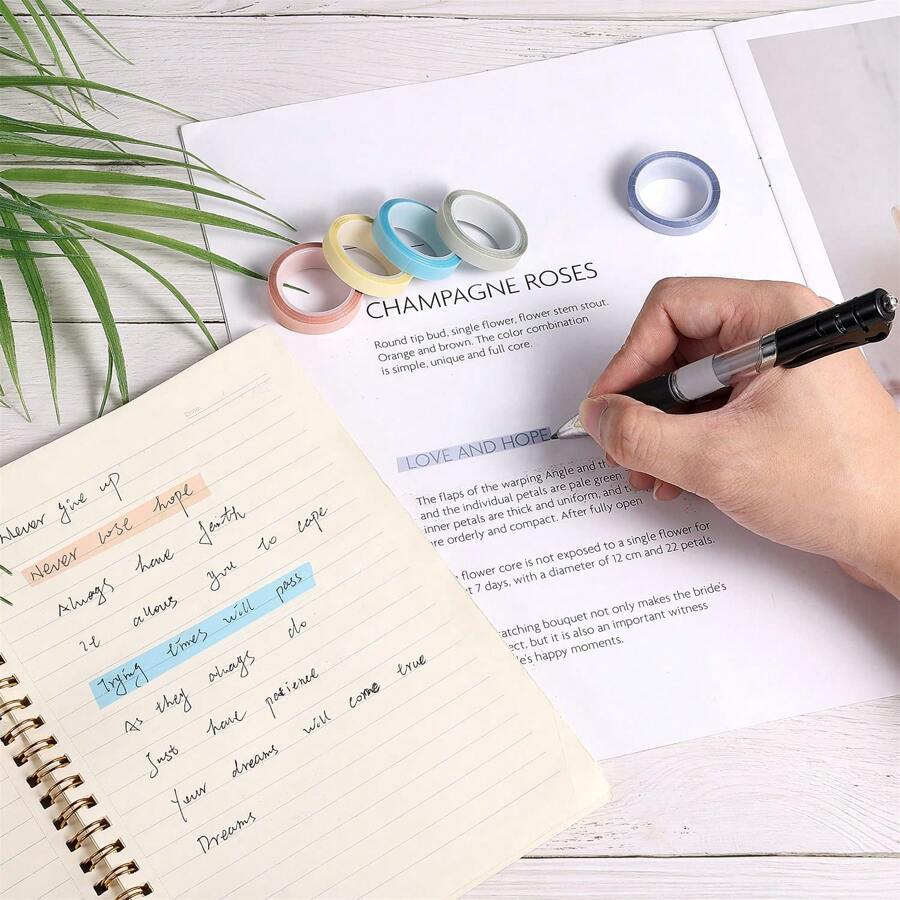 5 Rolls/10Rolls Transparent Highlighter Tape, 5 Different Colors Book ...