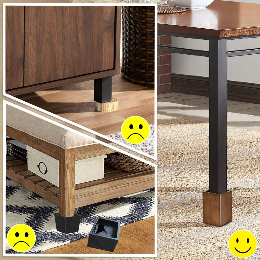 4 inch Furniture Risers Square Bed Risers Set of 4, Heavy Duty Wood Bed ...