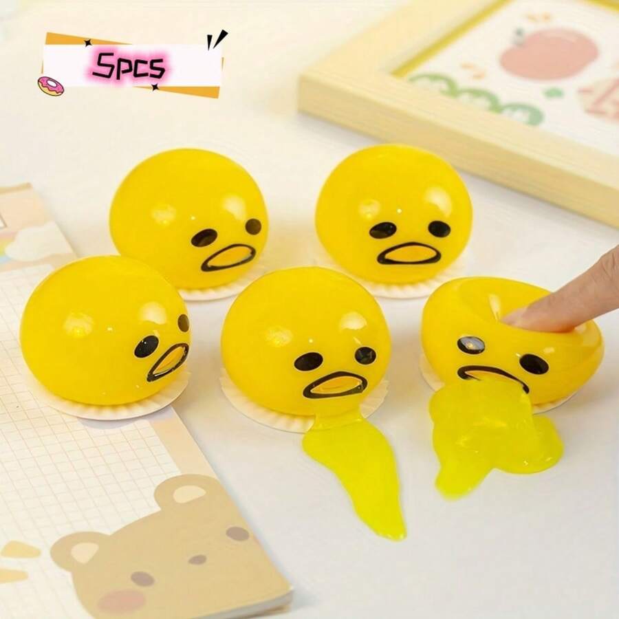 5pcs, Vomiting Egg Yolk Squeezing Le Egg Nausea Ball Yolk Vomiting Egg ...