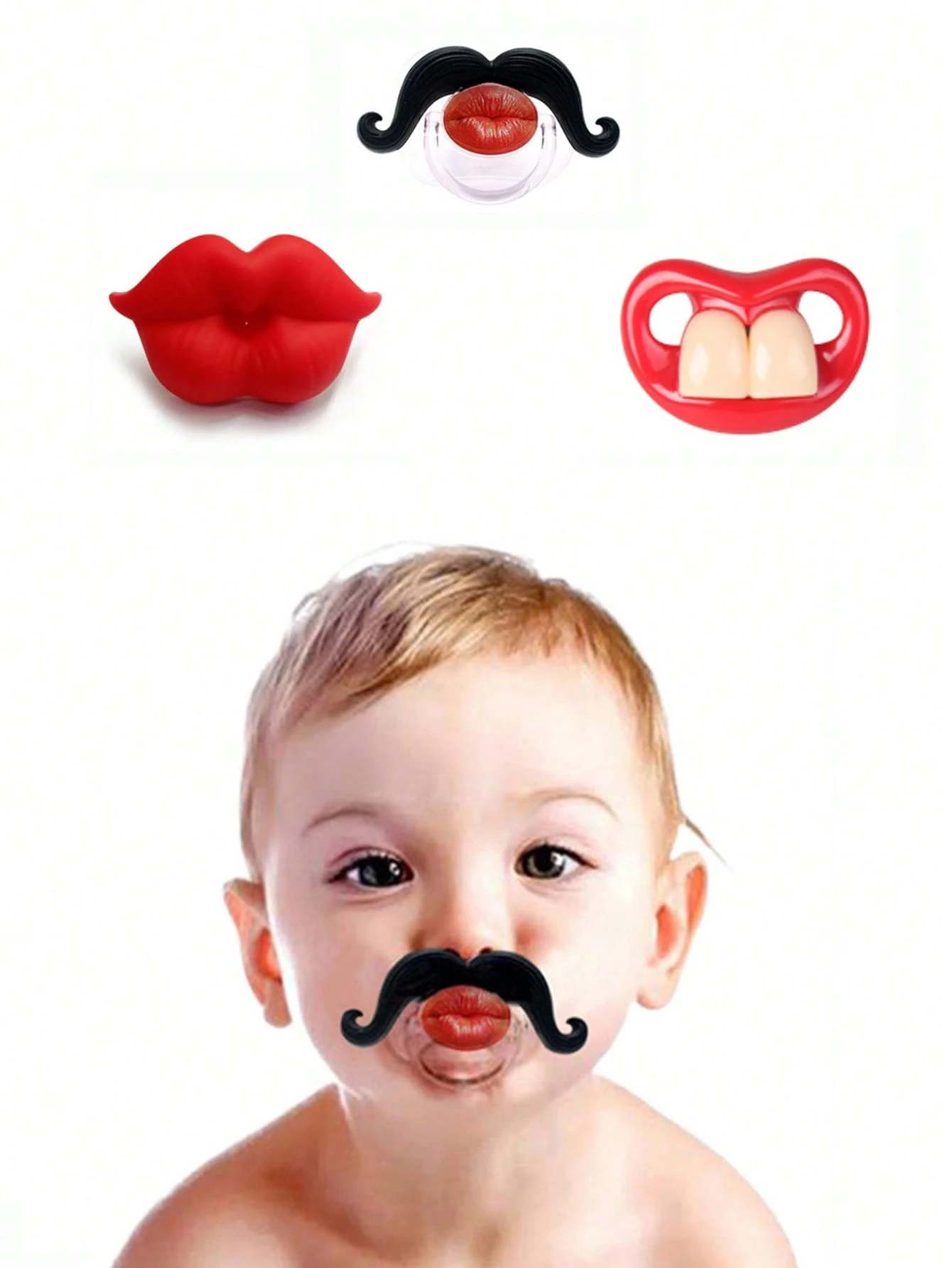 1 Peça Chupeta Com Formato De Lábios/dentes De Vaca/bigode Engraçado ...