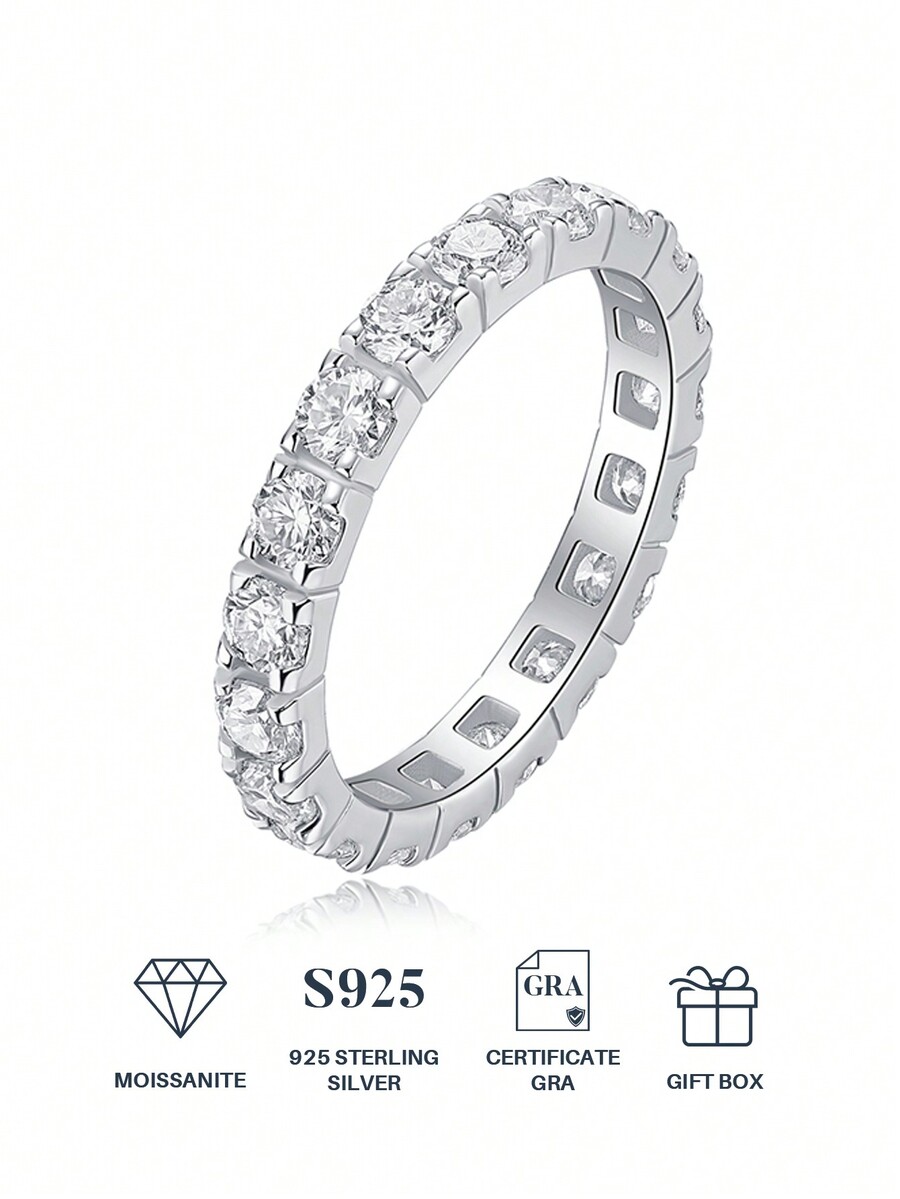 1pc Moissanite Ring 925 Sterling Silver Female Engagement Ring ...