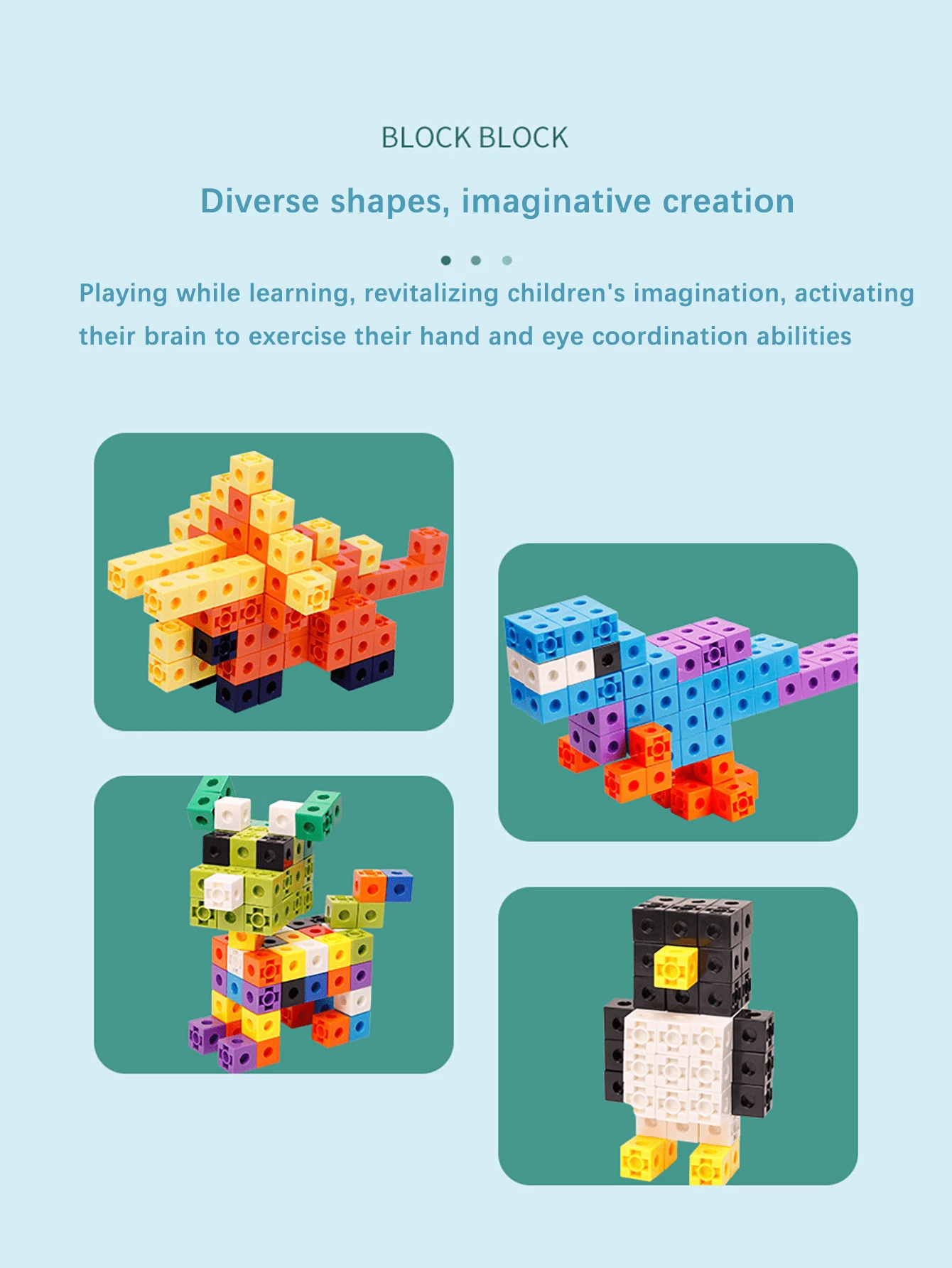 100pcs/200pcs Kids' Educational Puzzle Interlocking Toy, Square Cube ...