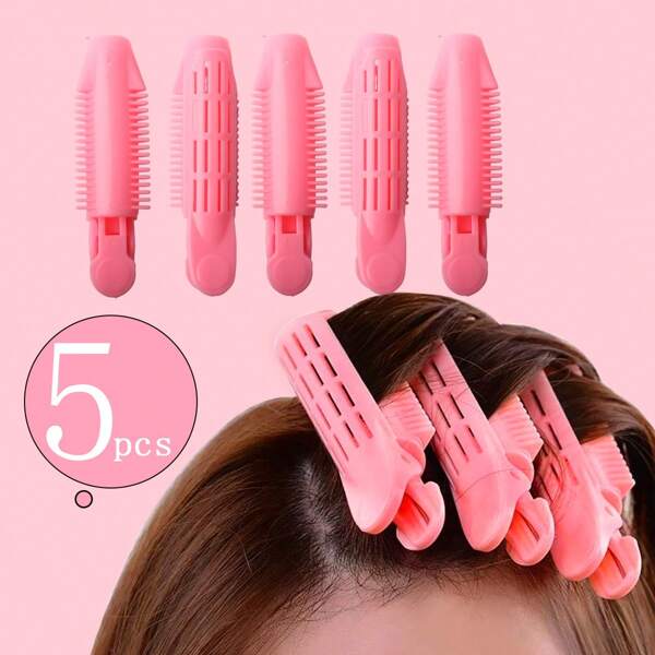 Self-grip Curler Set, 5pcs Hair Curlers With Clips, Salon Hair Curling ...