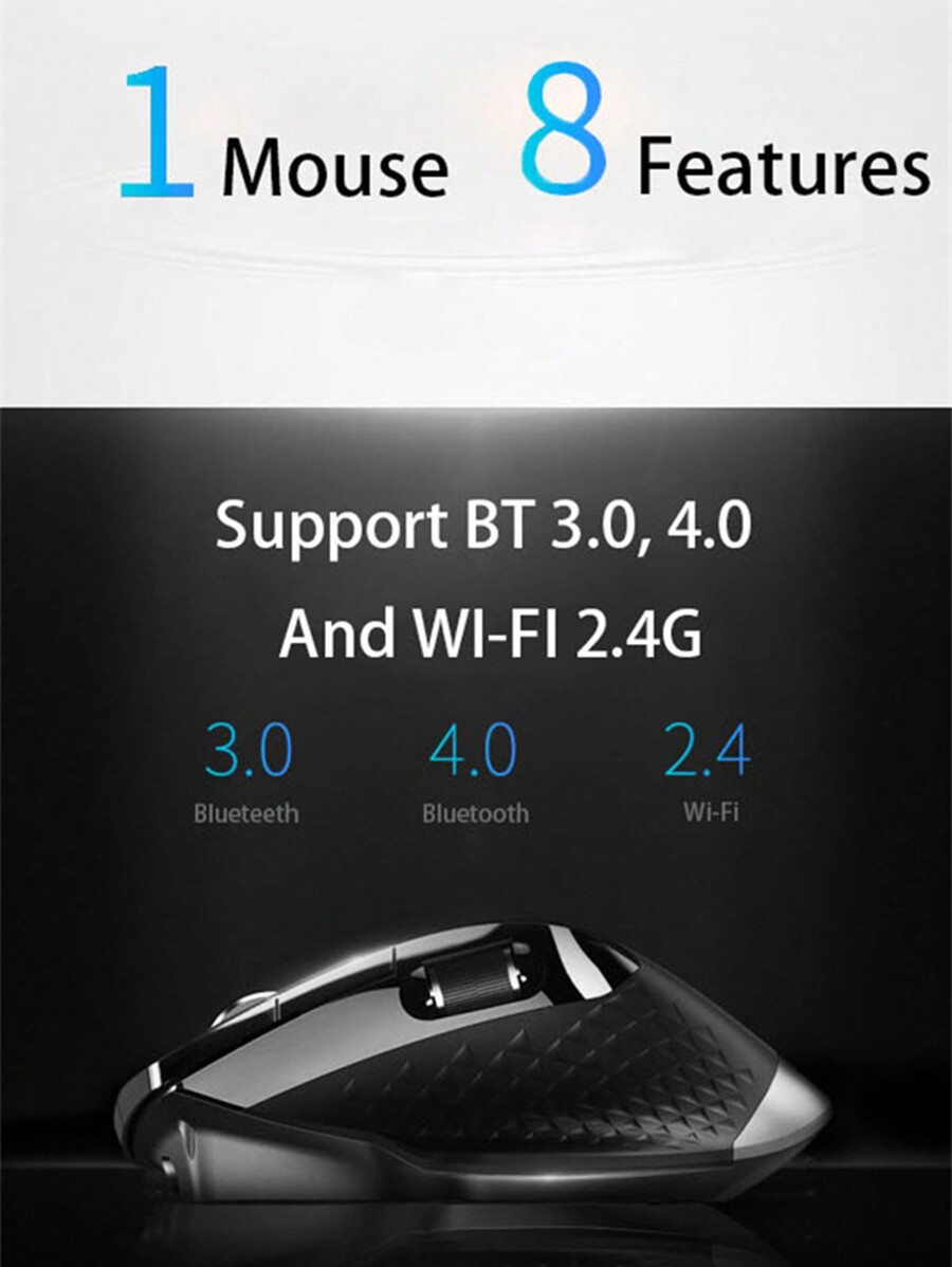 Rapoo MT750S BT 2.4G Wireless Mouse Rechargeable Side Scroll Wheel DPI ...