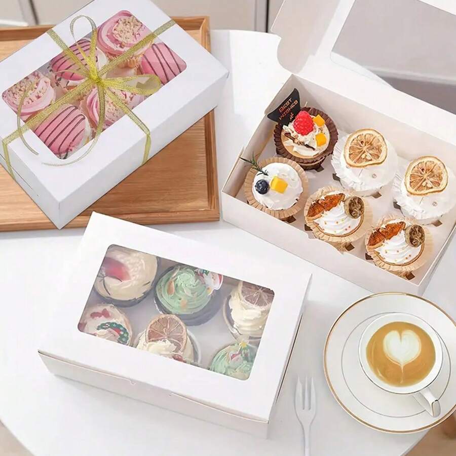 5pcs, 6/12 Compartment Cake Boxes, Cupcake Boxes, Bread Boxes, For ...