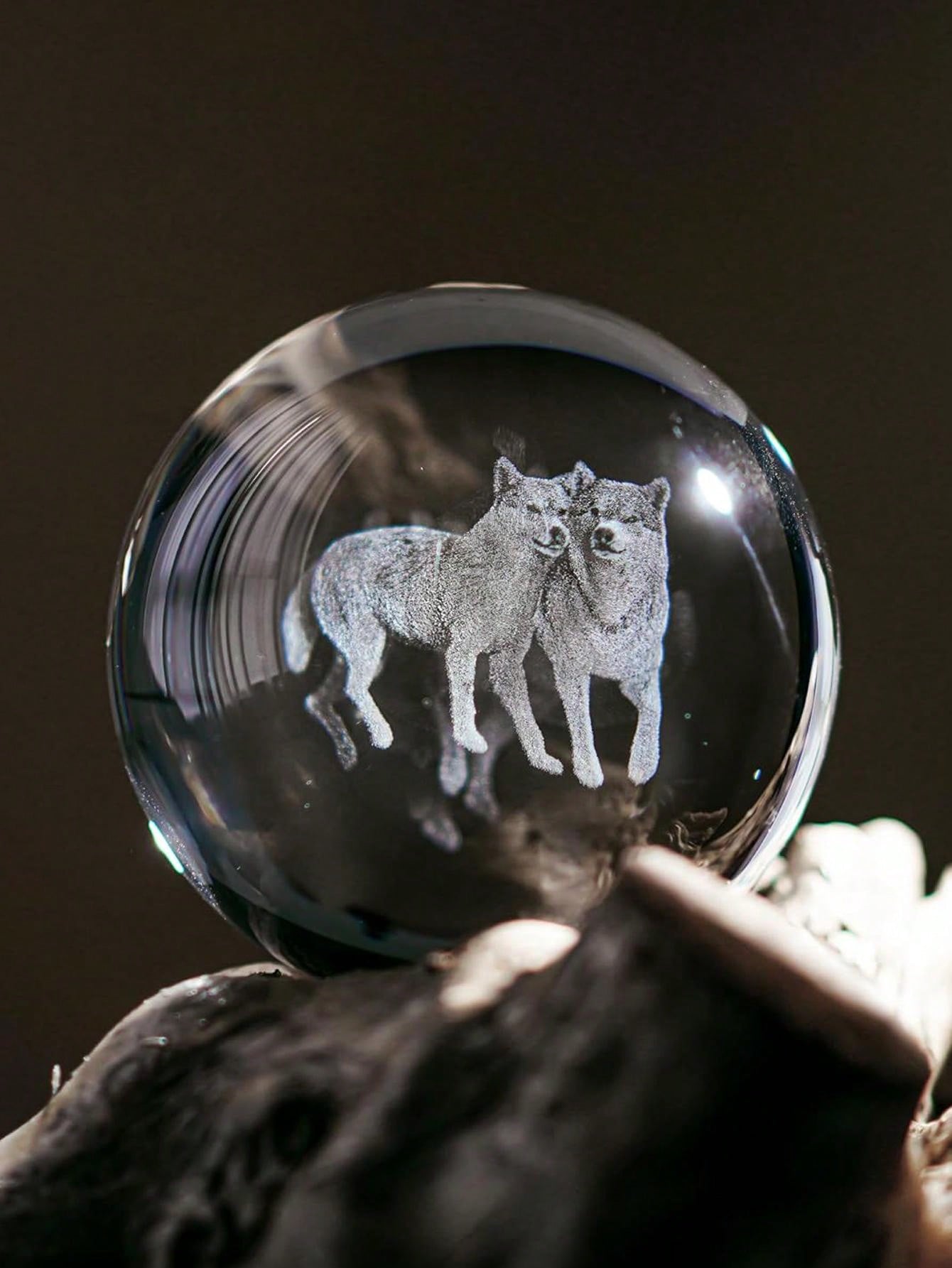 1pc 2.36inch Artificial Crystal Ball With Stand, 3D Laser Engraved ...