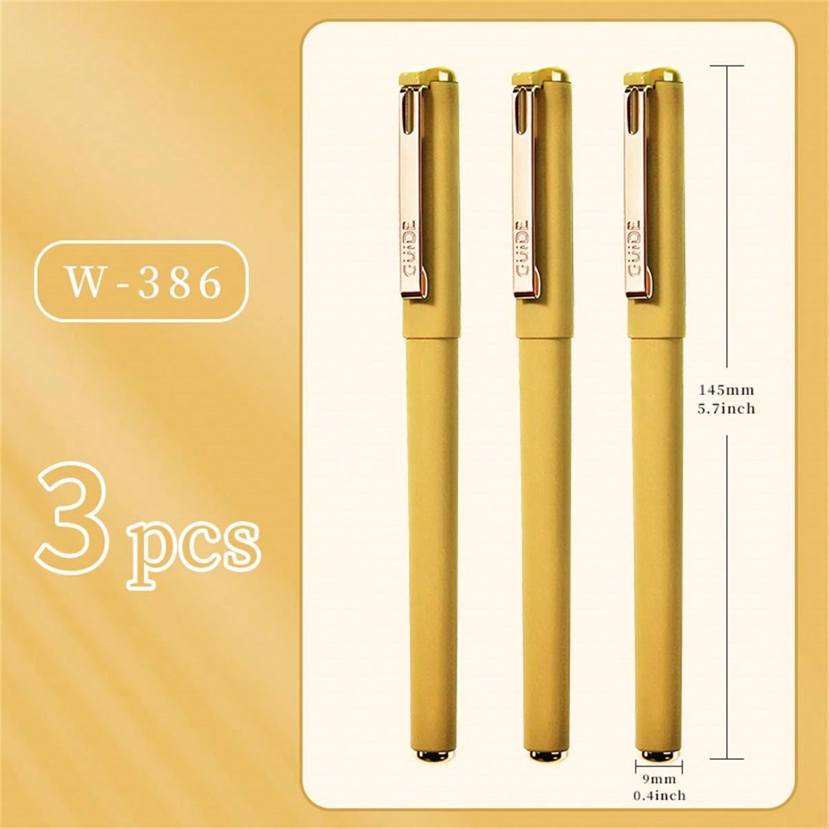 [Wqn-386] 3pcs Classic Series Yellow Gel Pens, Suitable For Hard-Pen ...