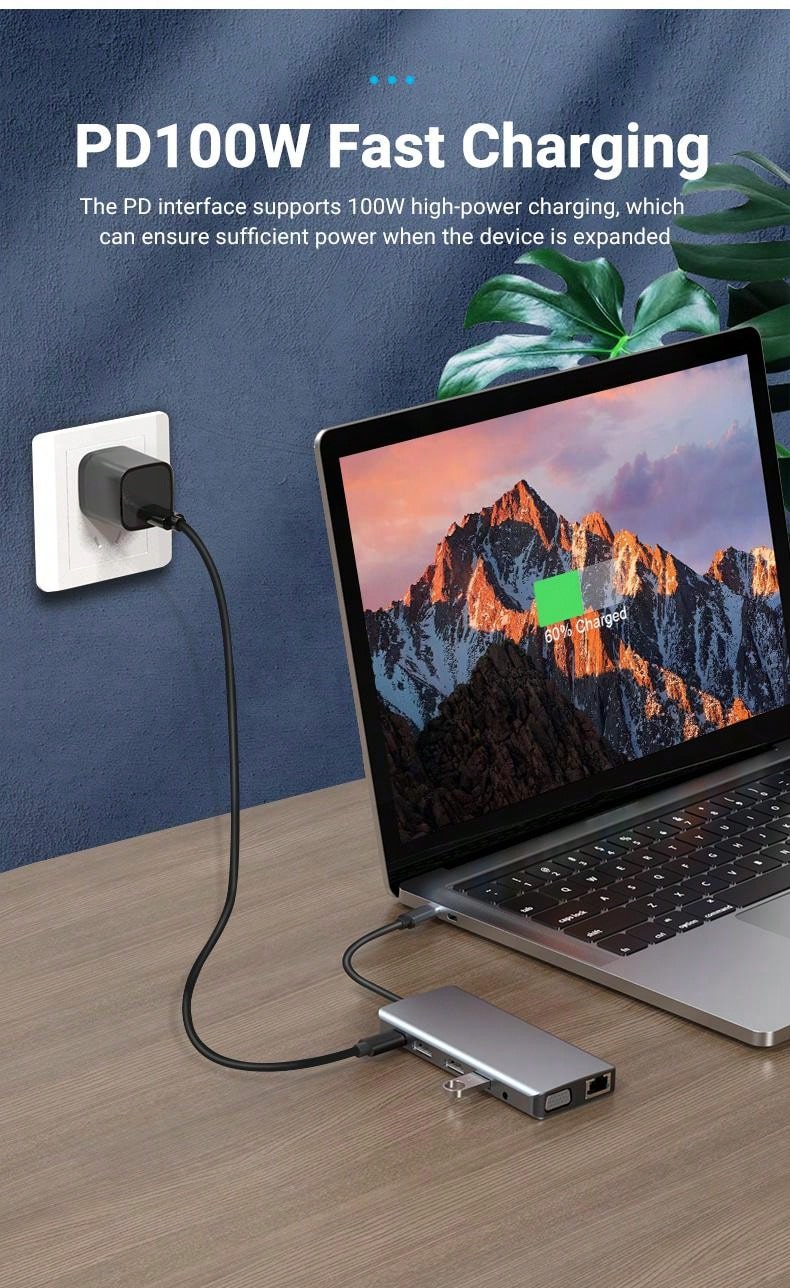 12 in 1 USB C Hub Laptop Docking Station USB Type C Dock with 4K Dual ...