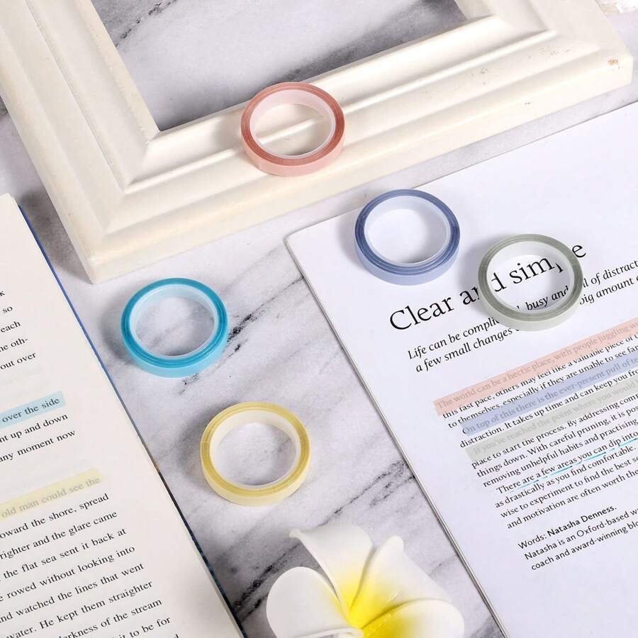 5 Rolls/10Rolls Transparent Highlighter Tape, 5 Different Colors Book ...