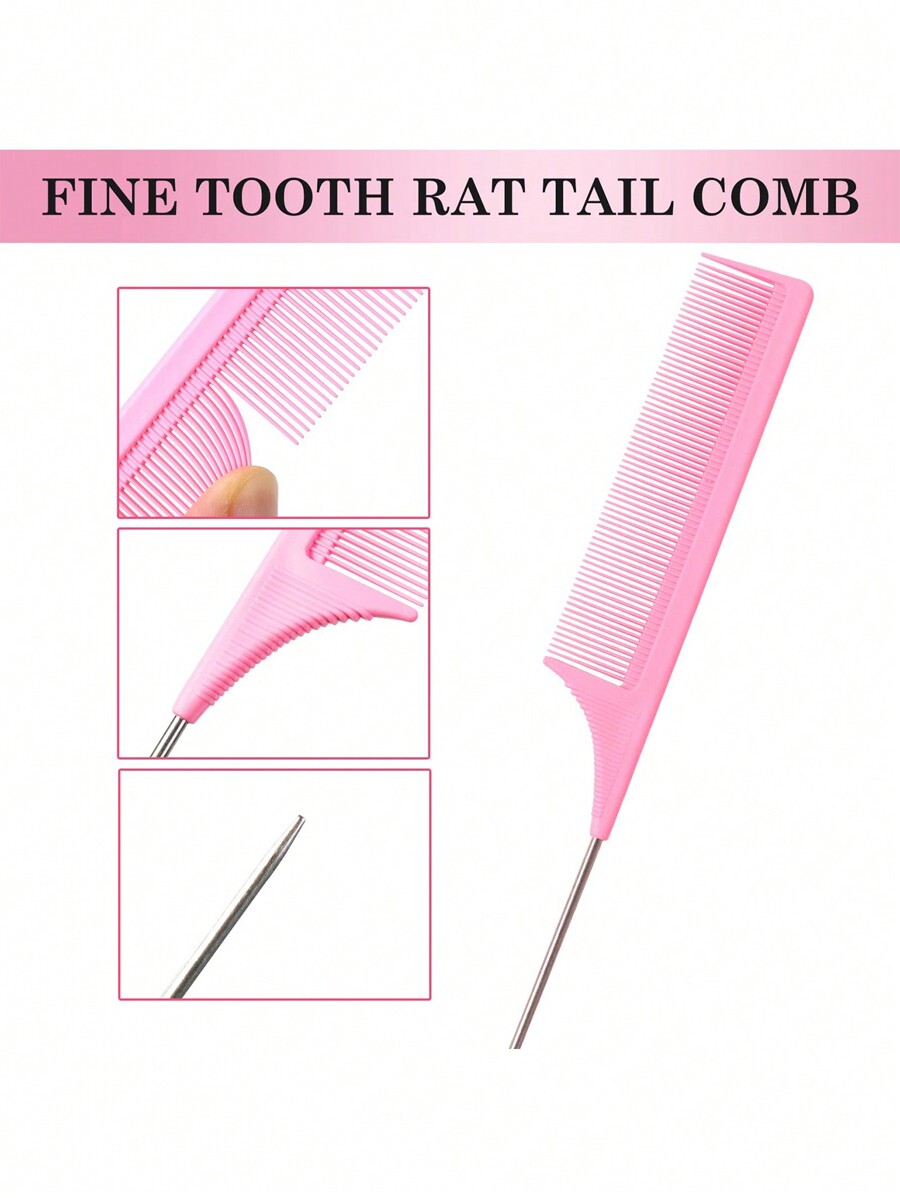 3 Pieces Hair Styling Comb Set Teasing Hair Brush Rat Tail Comb Edge ...