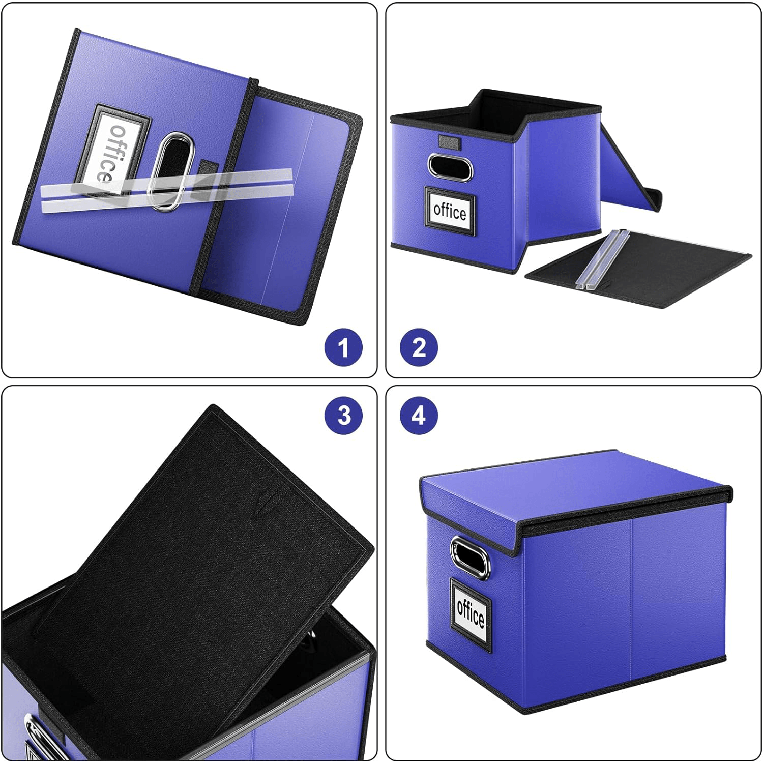Upgraded File Organizer Boxes With Lids, Collapsible Faux Leather ...