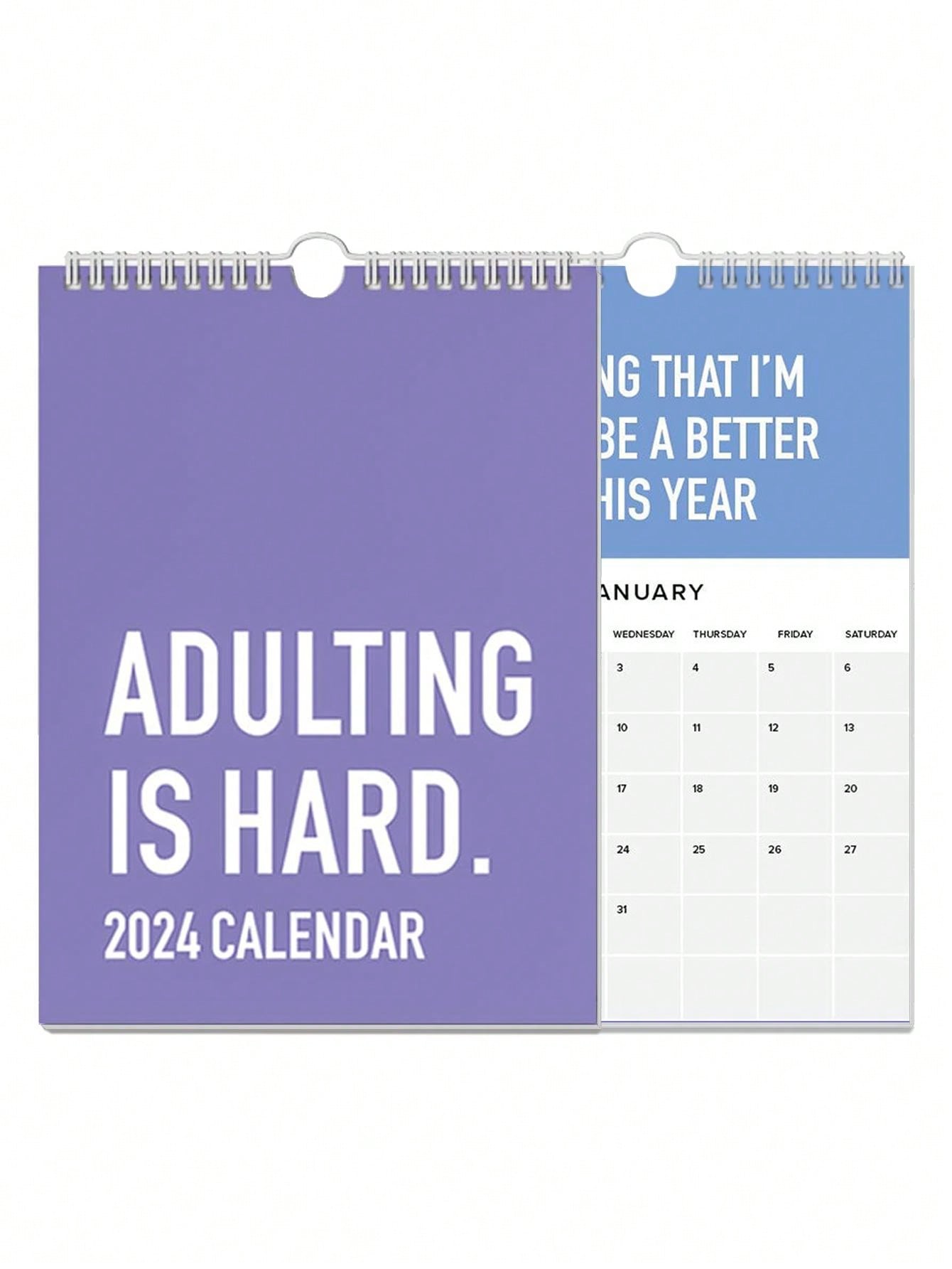1pc Adulting Is Hard 2024 Calendar, 2024 Monthly Inspirational Wall ...