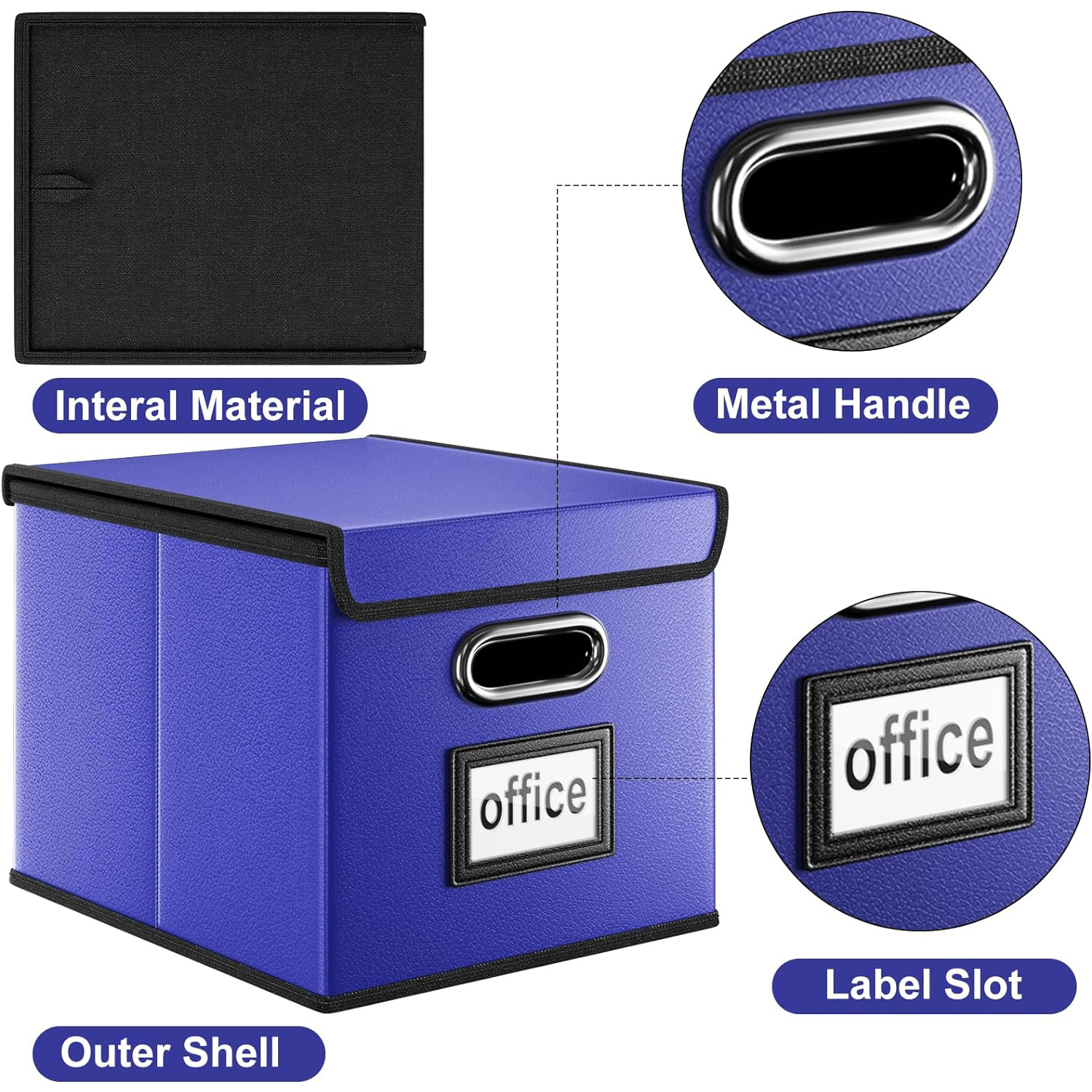 Upgraded File Organizer Boxes With Lids, Collapsible Faux Leather ...