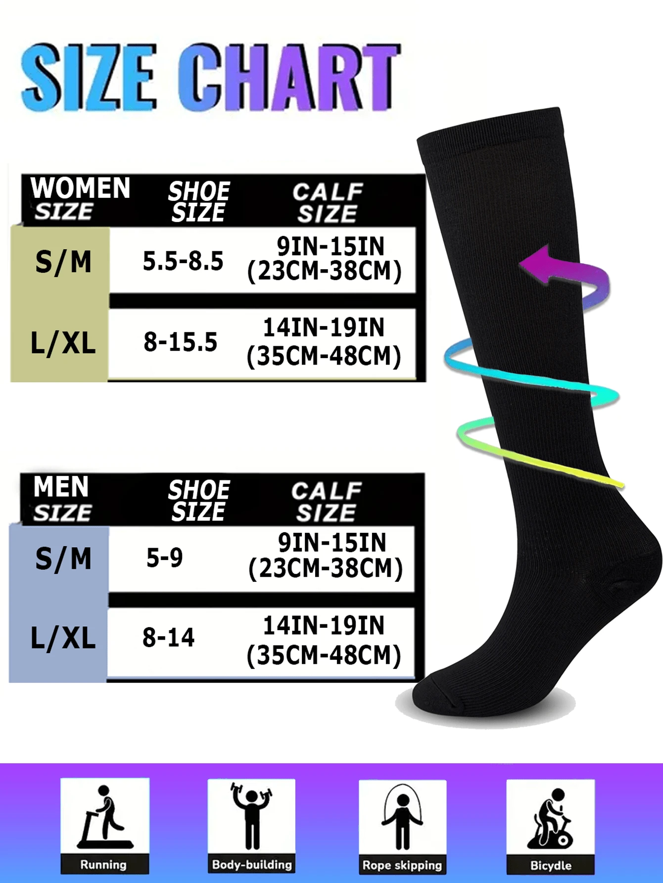 Copper Wellow Compression Socks Women Men 15-15 Mmhg Knee High Pregnant ...