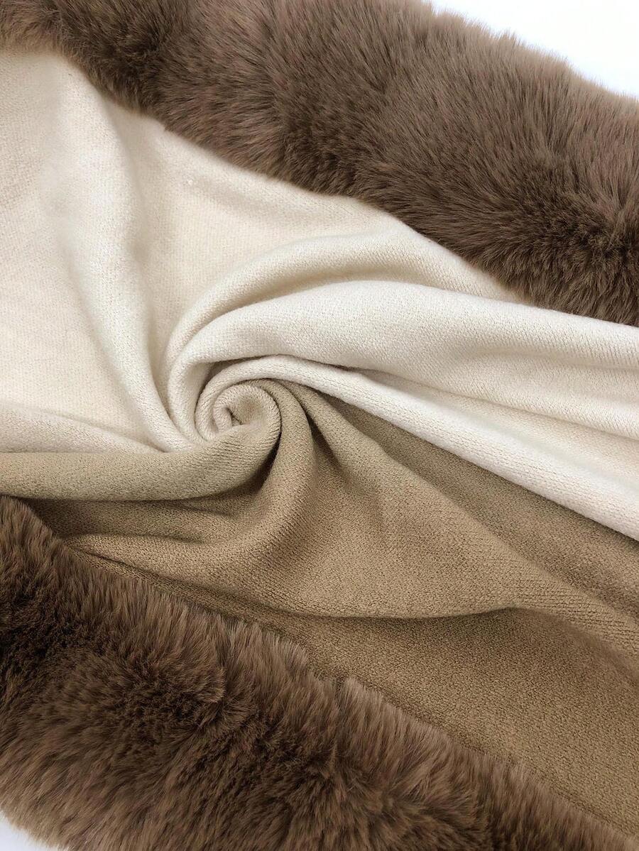 1pc Fuzzy Trim Shawl Gradient Poncho Elegant Shawl | SHEIN USA