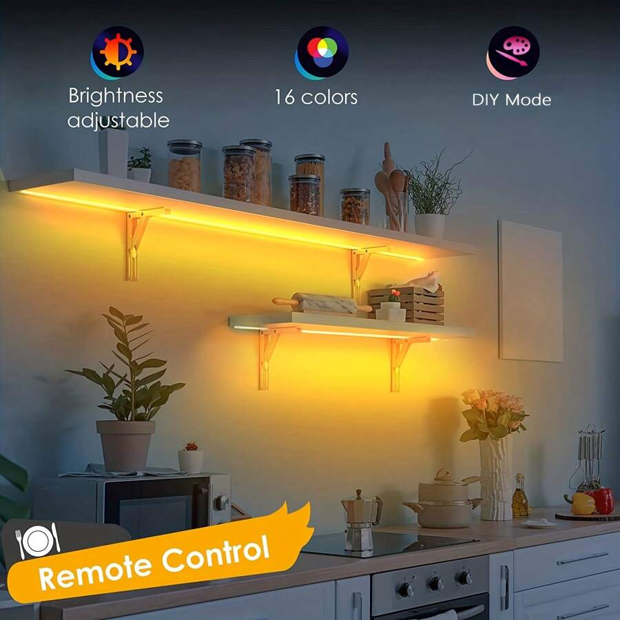 3-Pack Shelf Lights, Battery Operated Small Led Strip Lights Kit ...