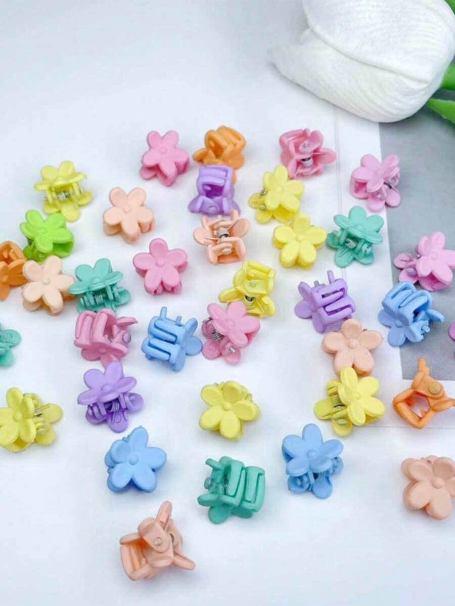20pcs Kids' Floral Mini Matte Hair Clips, Cute Hairpin For Baby Girl Or ...