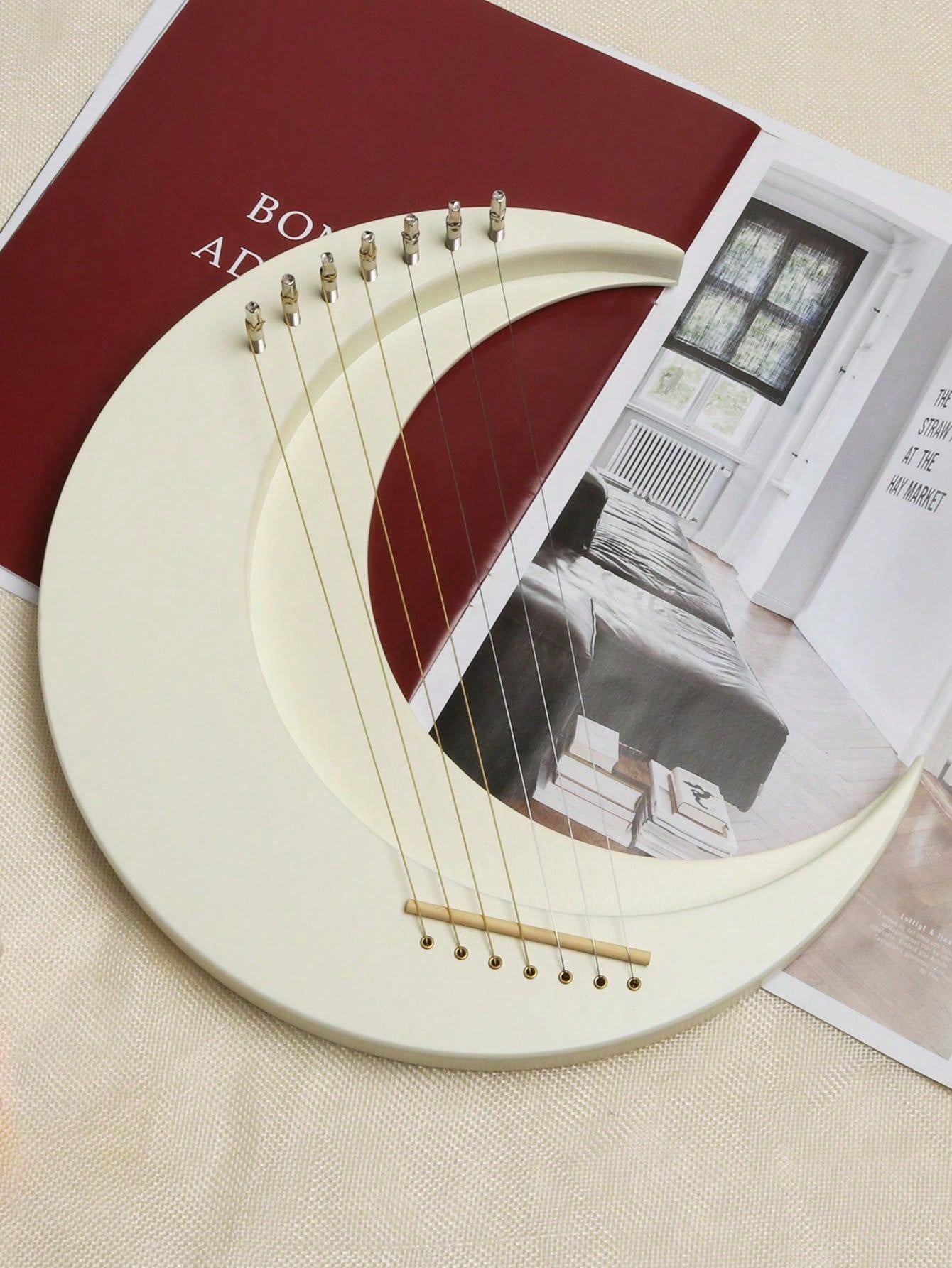 1pc 7 String Lyre Harp With Crescent Moon Shape Miniature Beginners