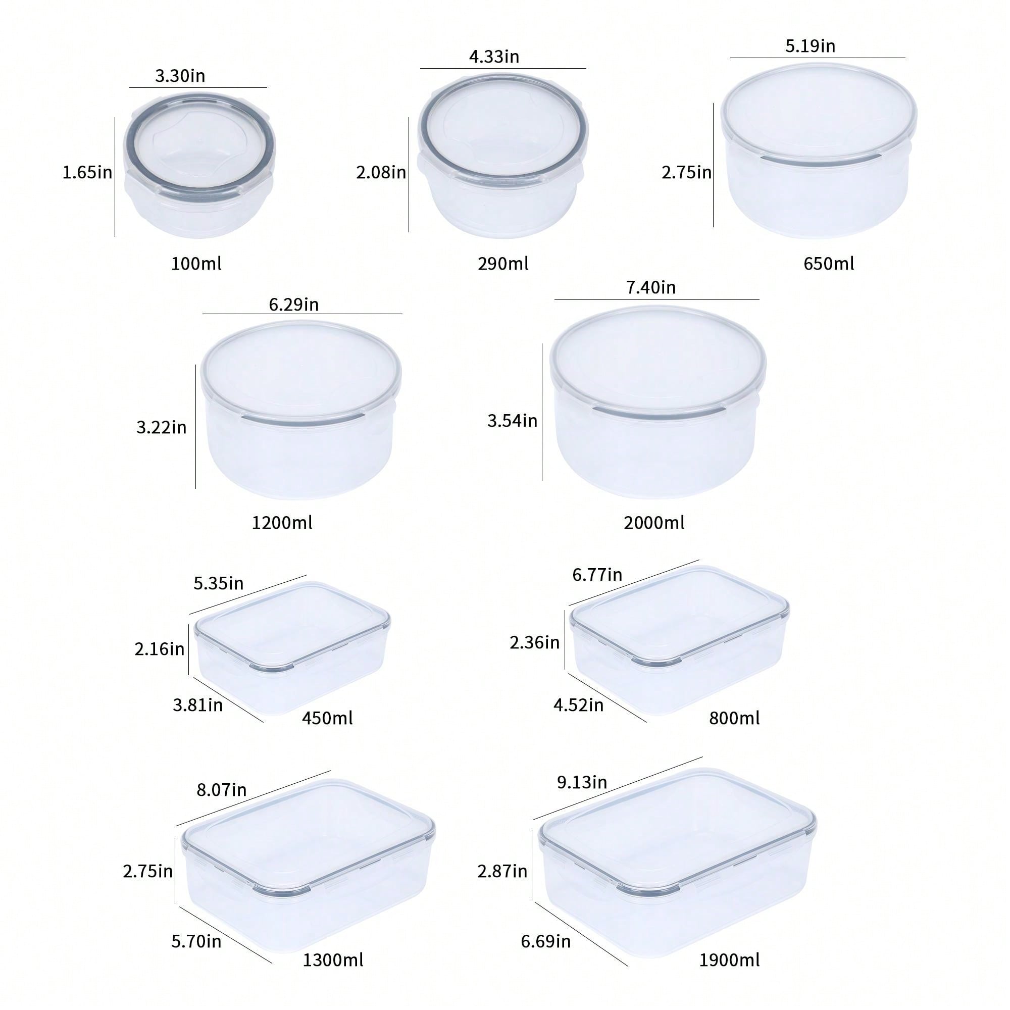 9 food storage containers with sealed covers-Storage bowls and Kitchen ...