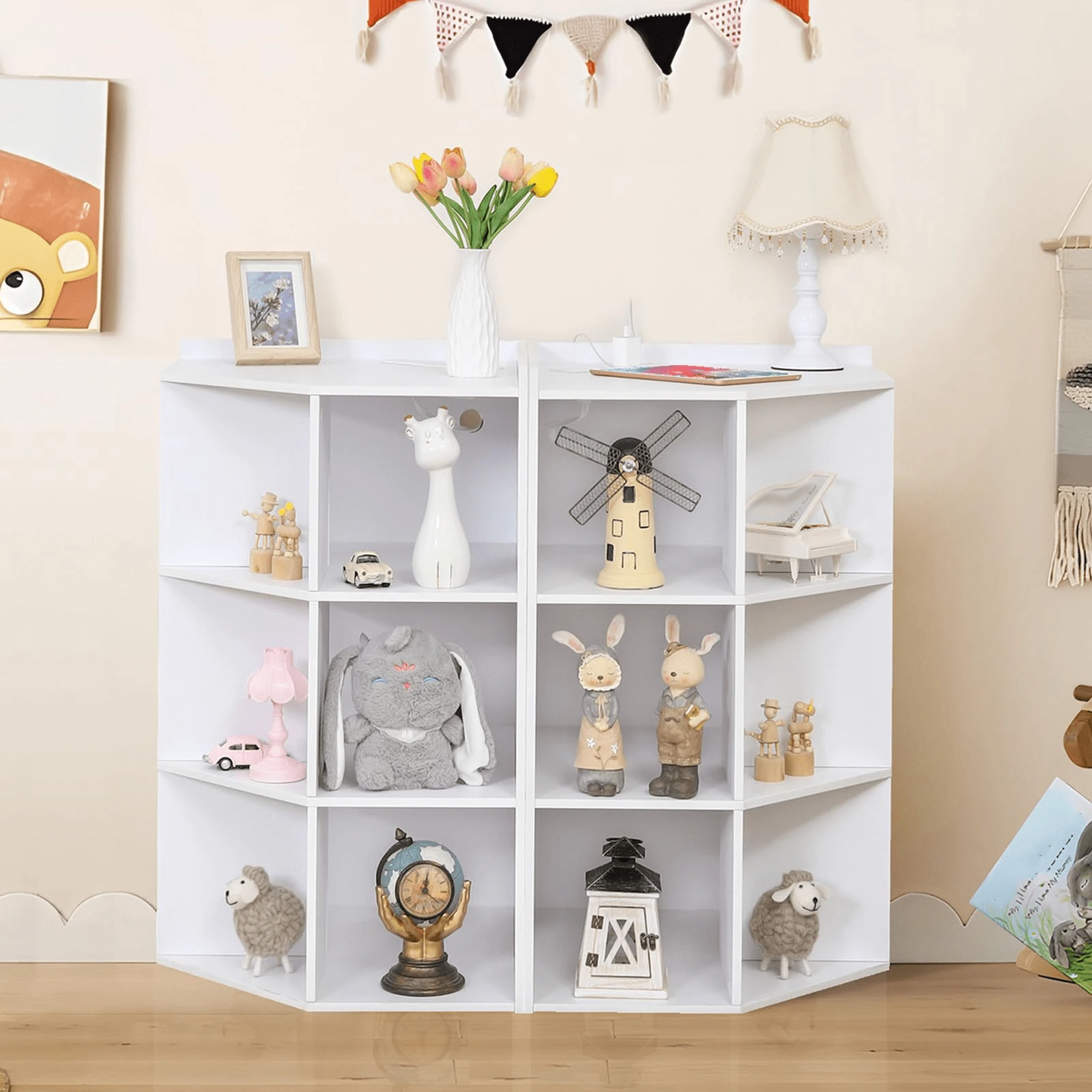 Corner Cabinet, Corner Storage With USB Ports And Outlets, Corner Cube ...