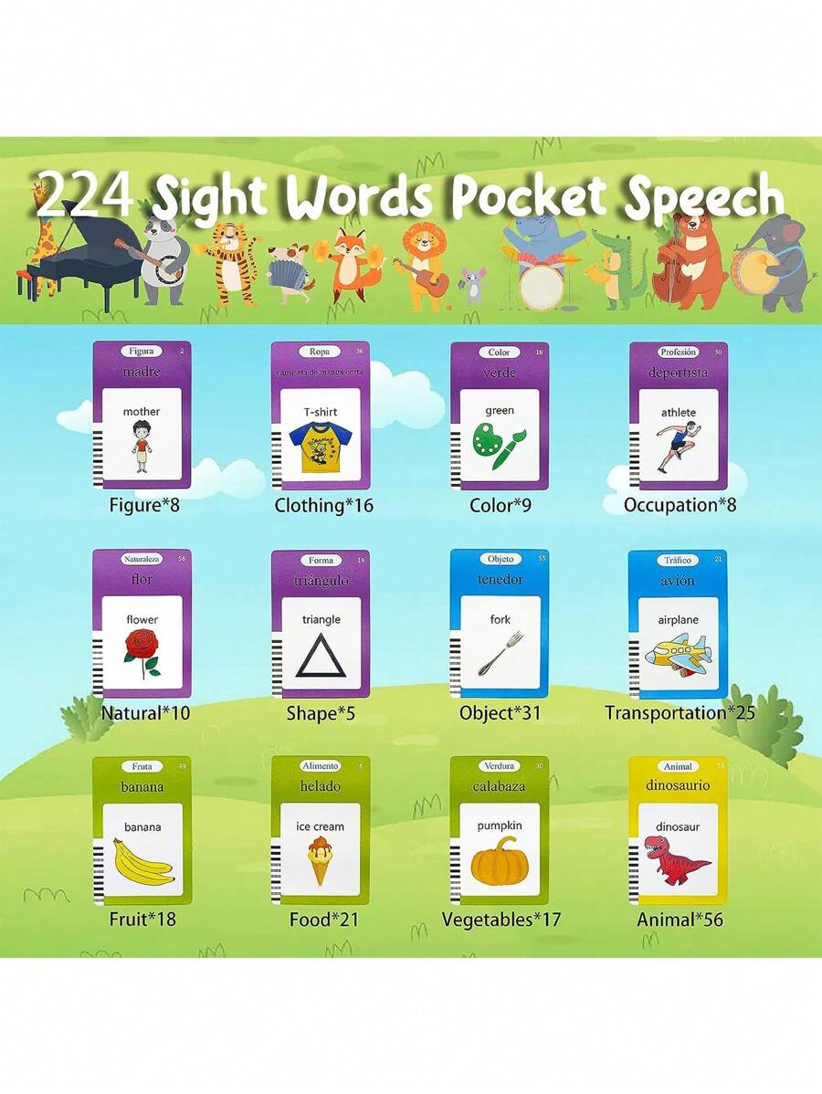 Word Language Learning Flash Cards Reader - Early Education Toy For ...