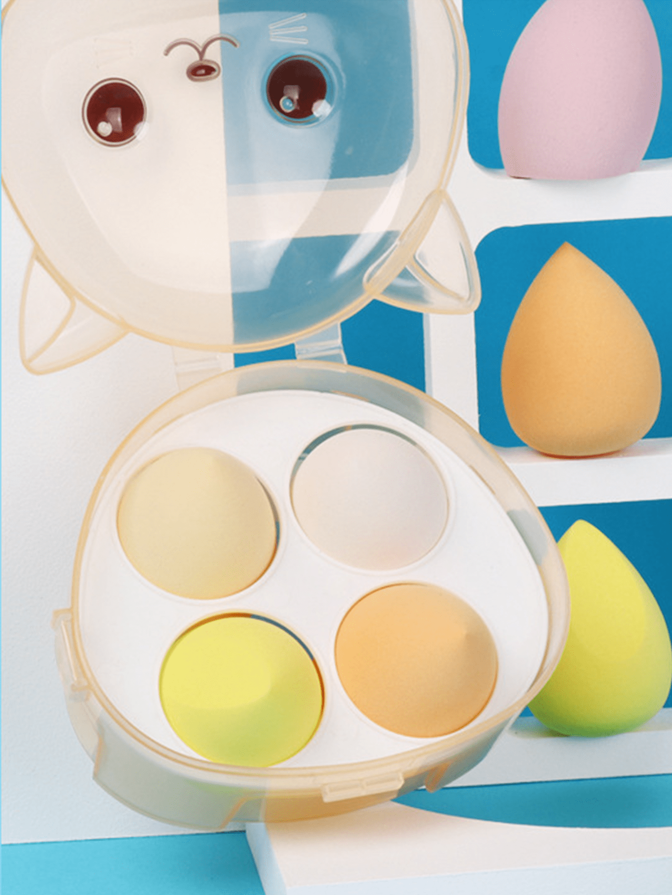 1box Powder Puff, Water Drop Shaped Powder Puff, Diagonal Cut Powder ...