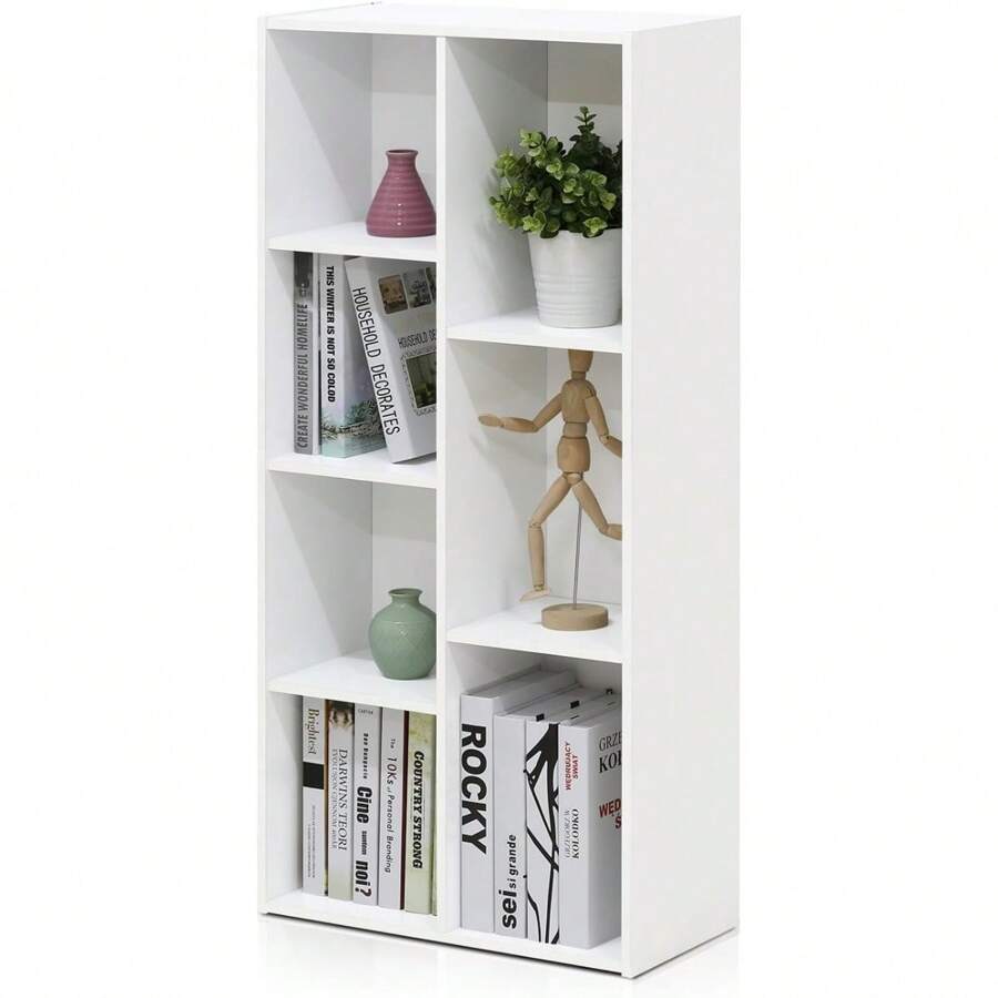 7 Cube Organizer Bookcase Modern Cube Bookshelf 4 Tier Bookcases, Open ...