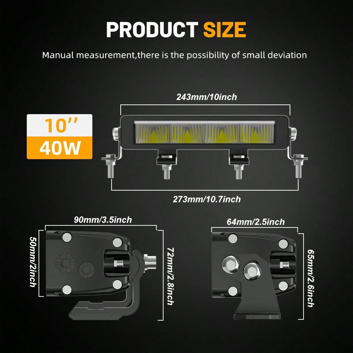 Amber White 3500k 6500k DRL LED Light Bar 10 Inch Spot Flood Combo ...