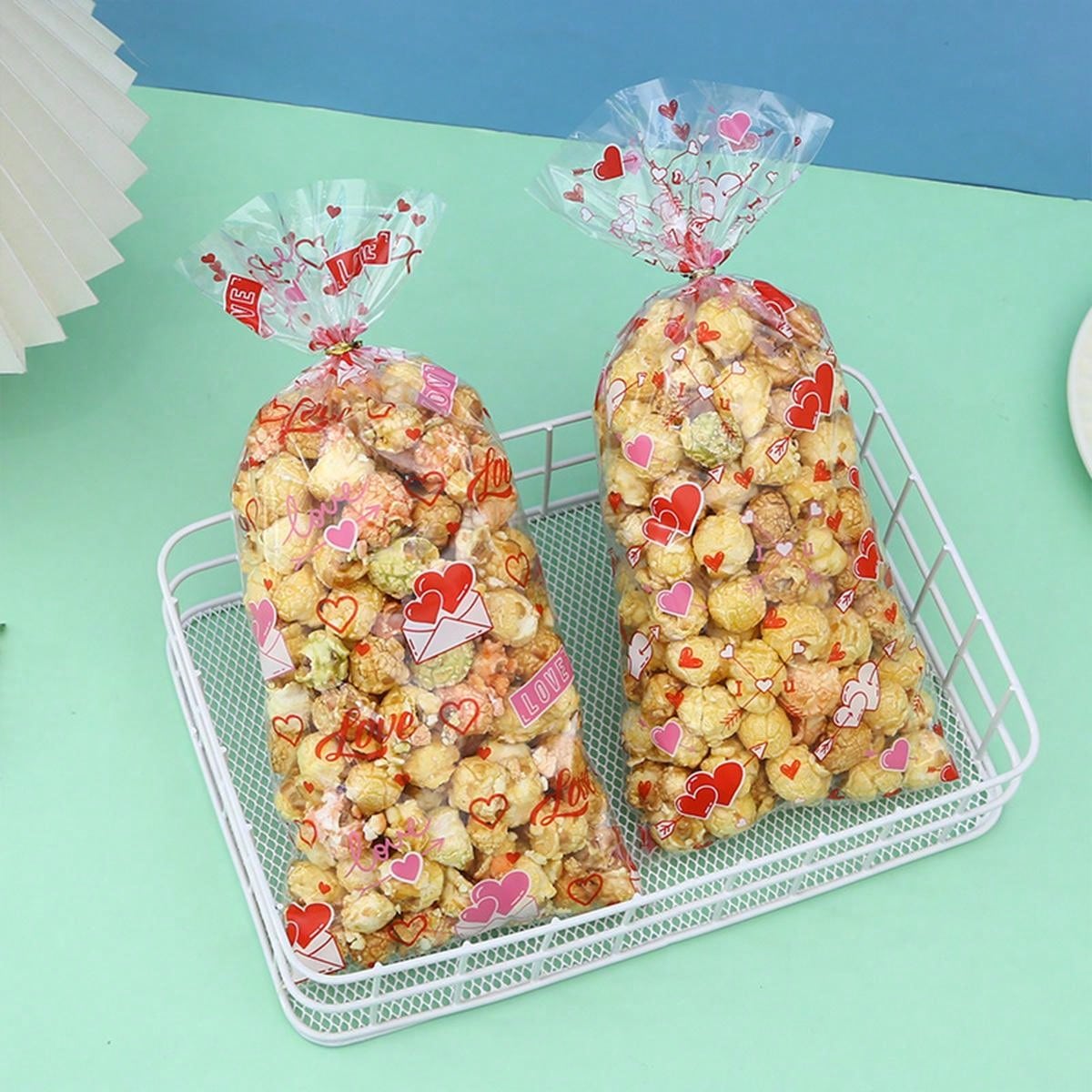 50pcs Valentine's Day Themed Four-in-one Candy Bags, Transparent Opp ...