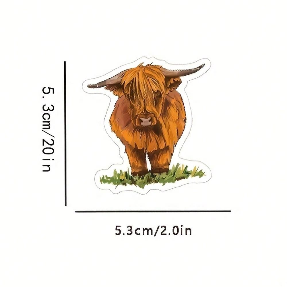 50Pcs Highland Cattle Stickers - Perfect Highland Cow Decals Stickers ...