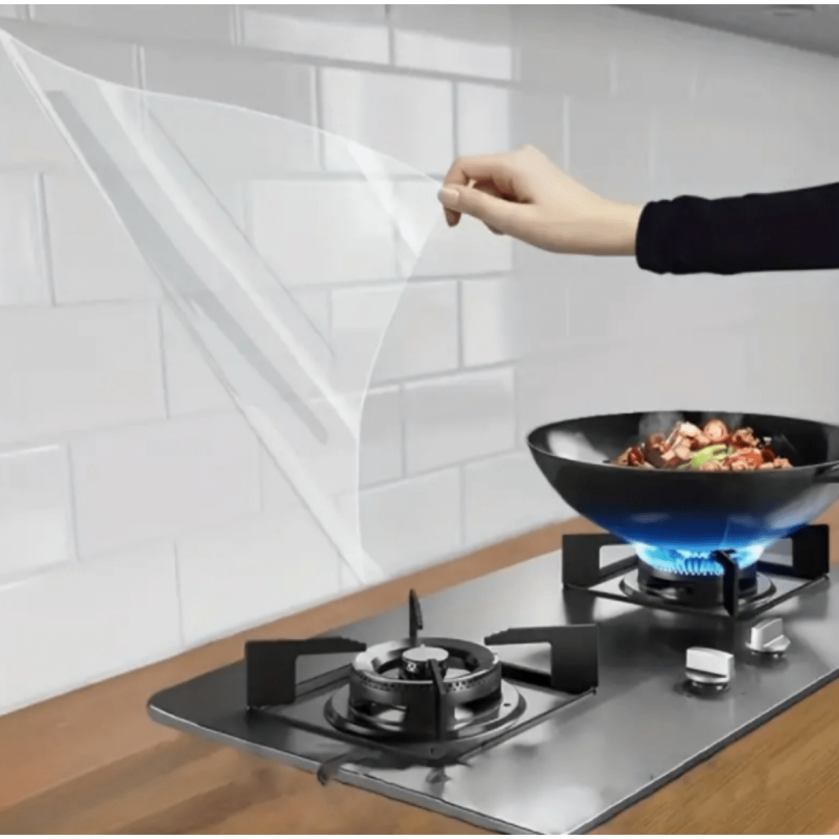 Kitchen Backsplash Self-Adhesive Transparent Sticker Heat Resistive ...